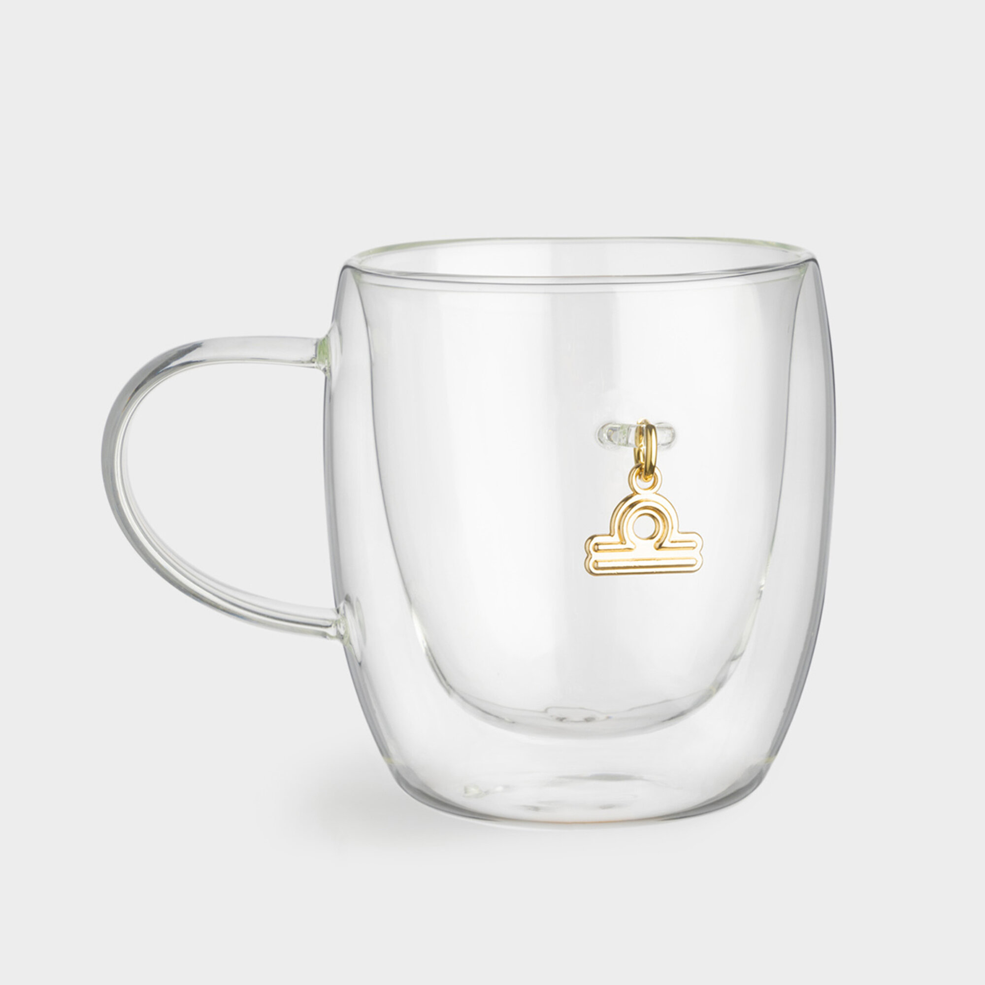 Кружка, 280 мл, стекло Б/металл, с золотистой подвеской, Весы, Air figure zodiac