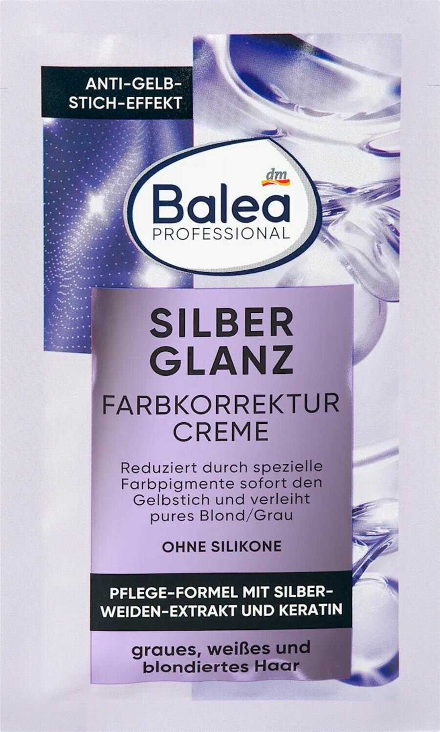 Крем-корректор цвета Balea - Silver Gloss, для волос, с экстрактом белой ивы, 20 мл, 1 шт