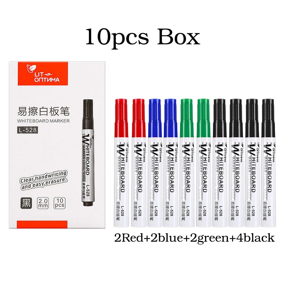 Маркеры для белой доски, набор из 10 шт, черные, синие, красные 10pcs box