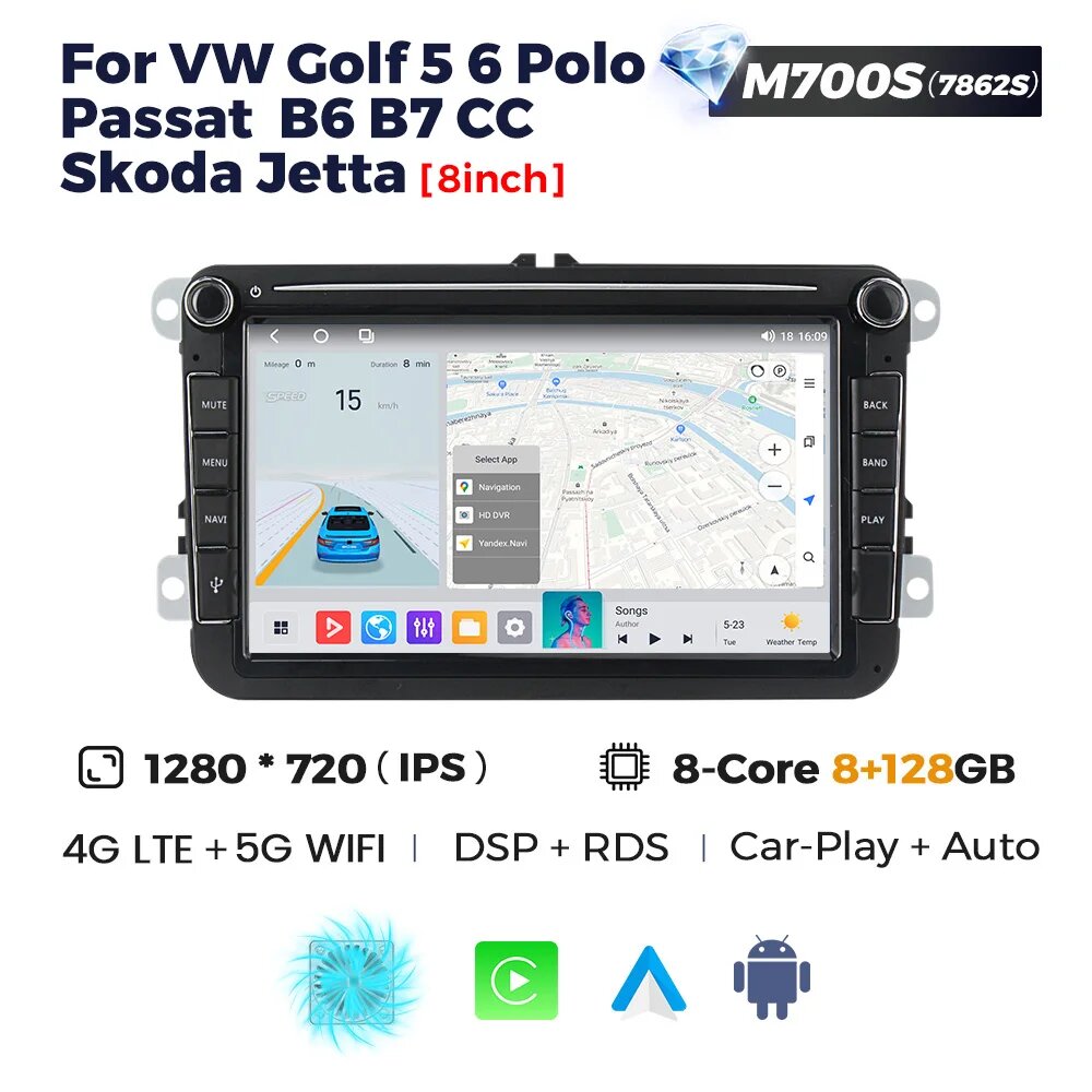 MEKEDE 8-дюймовый автомобильный радиоприемник, интеллектуальный мультимедийный плеер для DZ8-M700S