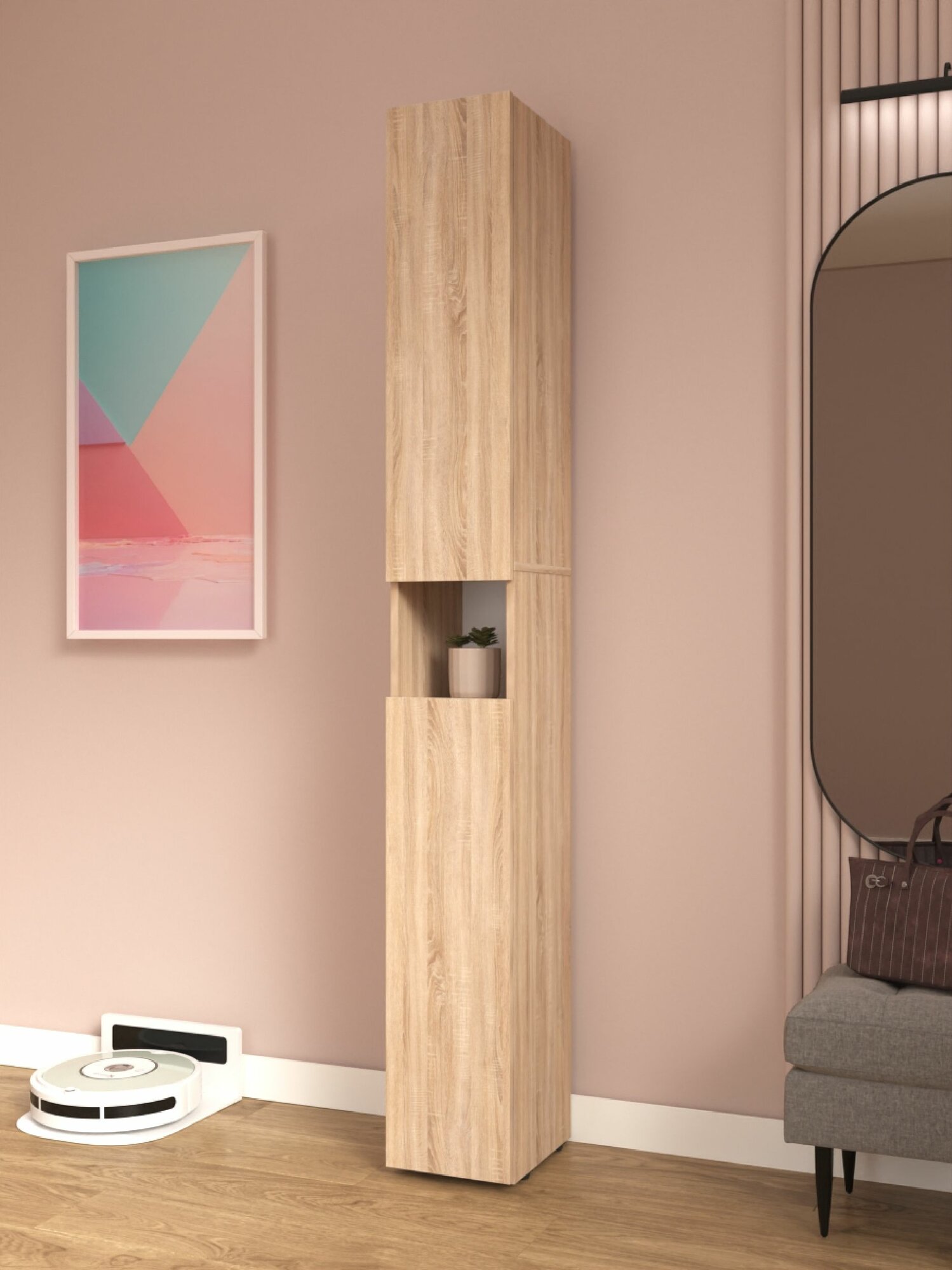 Шкаф-пенал в прихожую Дуб