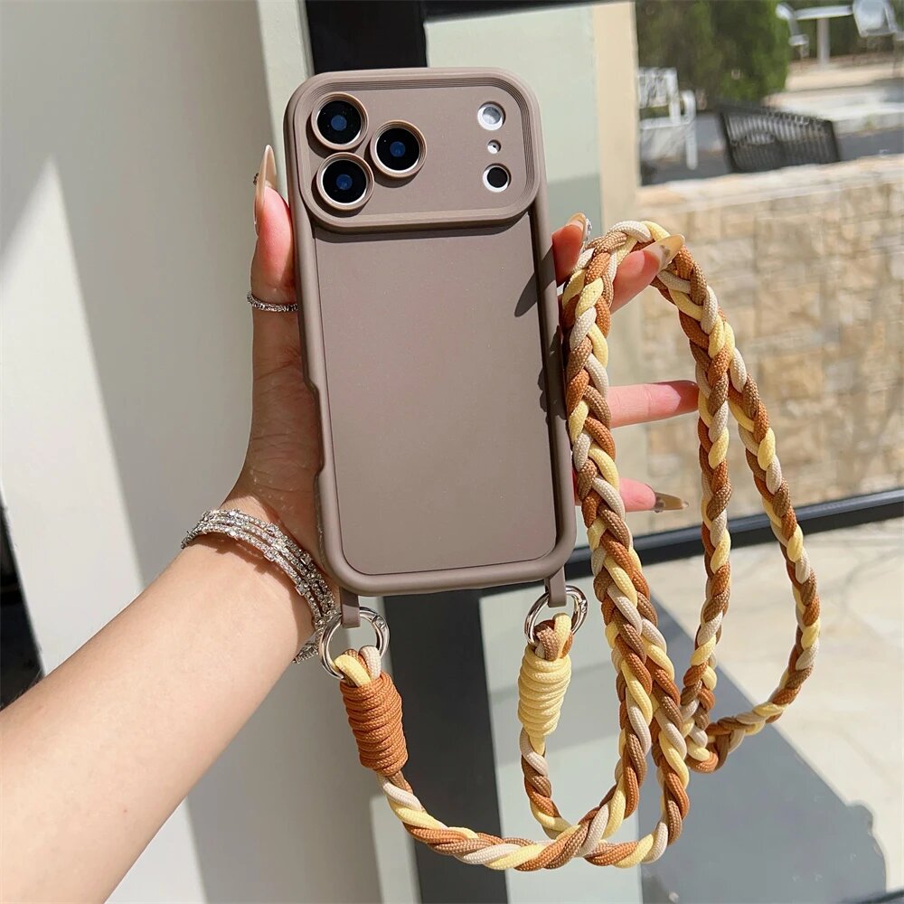 Чехол с ожерельем и ремешком через плечо для iPhone 17, 11, 13, 12, 14, 15, 15, 16 Pro Max XS X XR 7 8 Plus 16E 17, противоударный мягкий чехол-бампер
