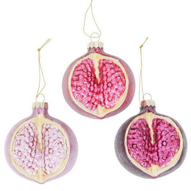 Набор стеклянных елочных игрушек Melograno 9 см, 3 шт, подвеска, Boltze, 2037352-набор