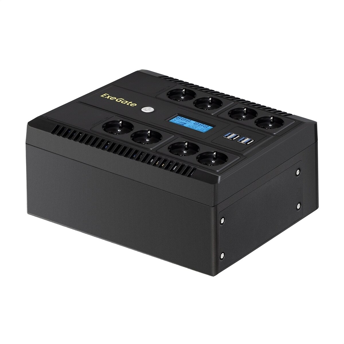 ИБП ExeGate NEO Smart LHB-1000. LCD. AVR.8SH. CH. USB <1000VA/650W, LCD, AVR, 8*Schuko, USB, 4*USB-порта для зарядки, Black>