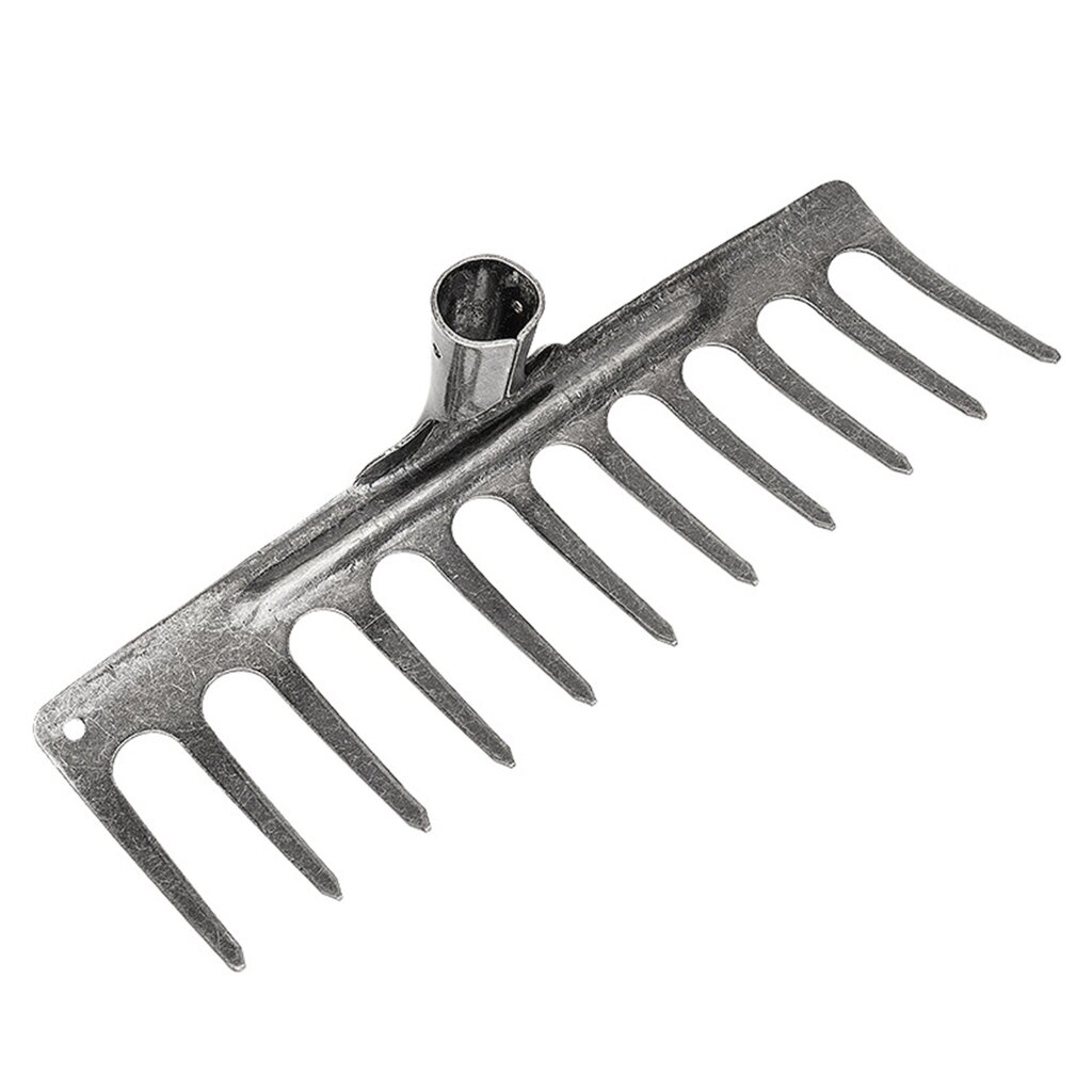 Сверхпрочные стальные садовые грабли без ручки с зубьями 11/9. Грабли из марганцевой стали для расчистки и аэрации мшистых газонов.