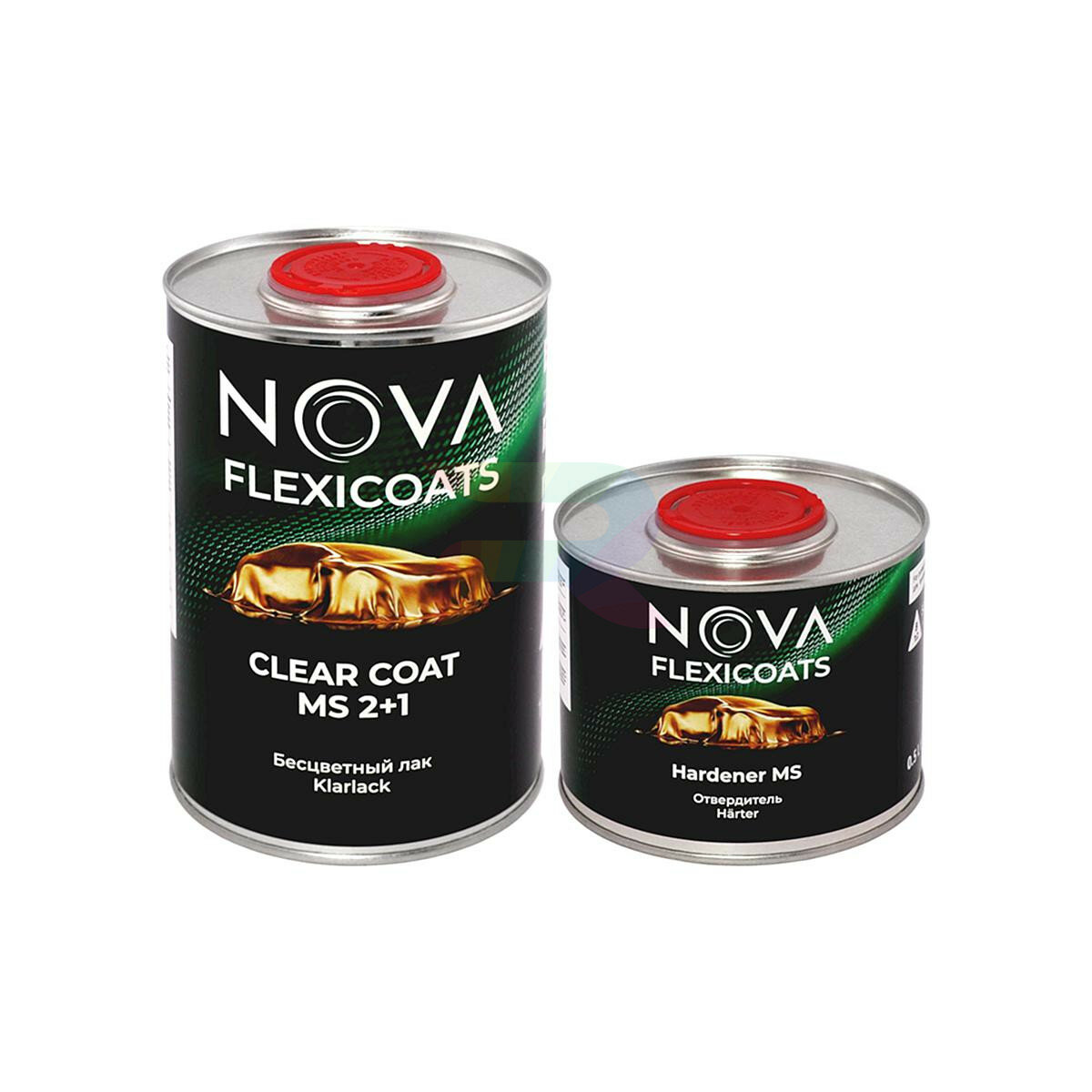 Глянцевый бесцветный акриловый автомобильный лак NOVA Flexicoats 2+1 MS 1 л. с отвердителем 0,5 л.