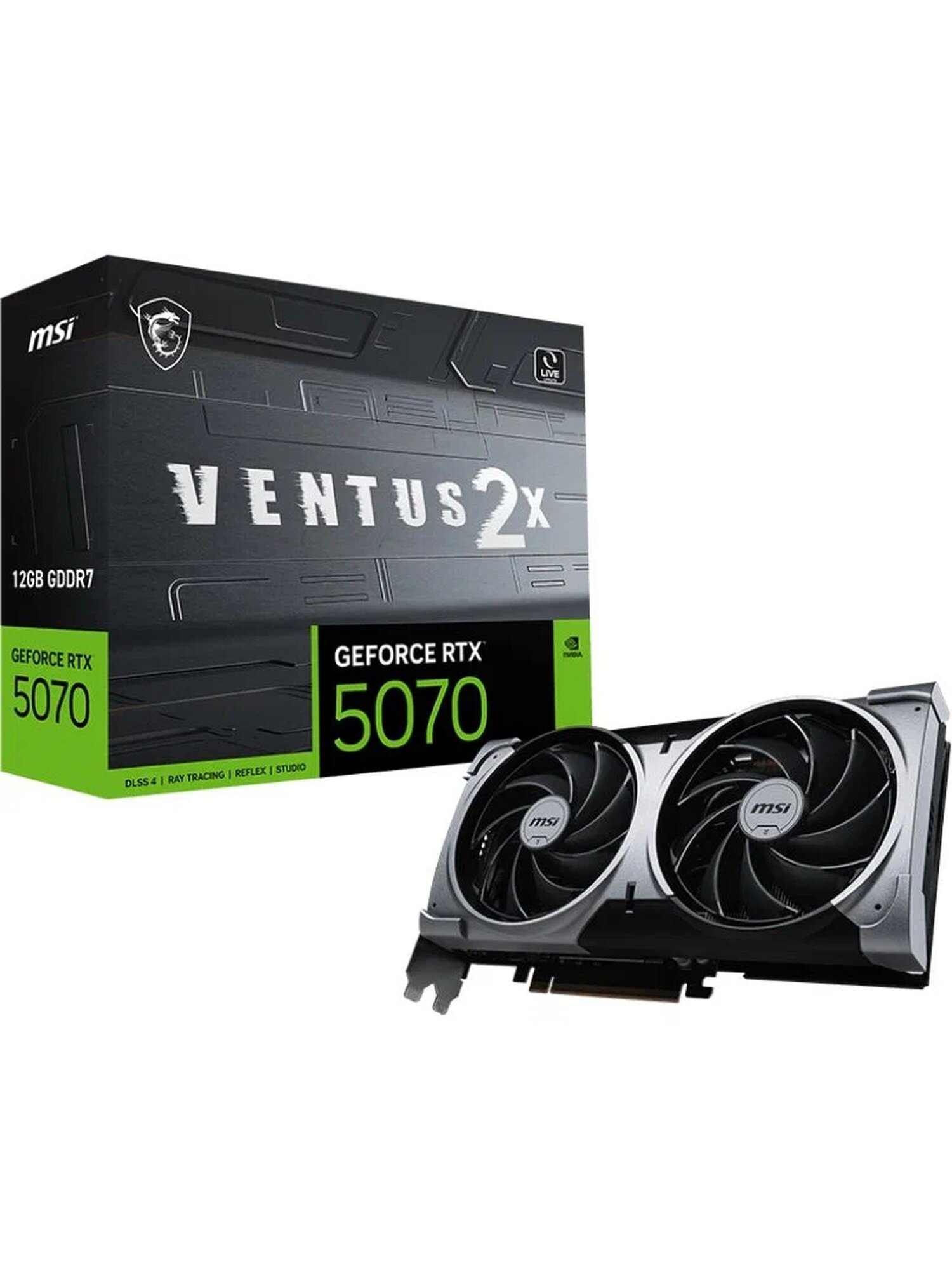Видеокарта MSI RTX 5070 VENTUS 2X, 12GB, 2542MHz, 192bit, GDDR7, 2800MHz