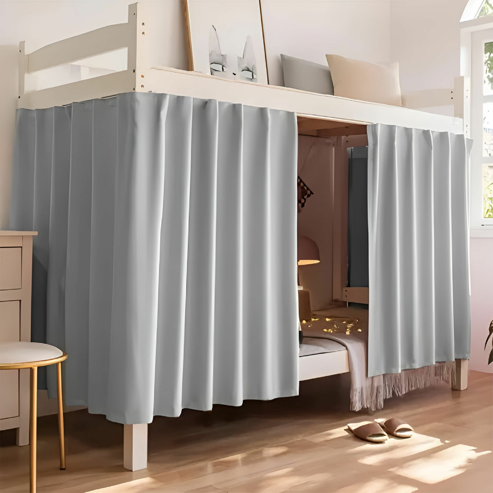 LAMIRO Шторы для кровати для студентов, штора для двухъярусной кровати, защита от комаров, затемняющая штора, стильный декор для комнаты