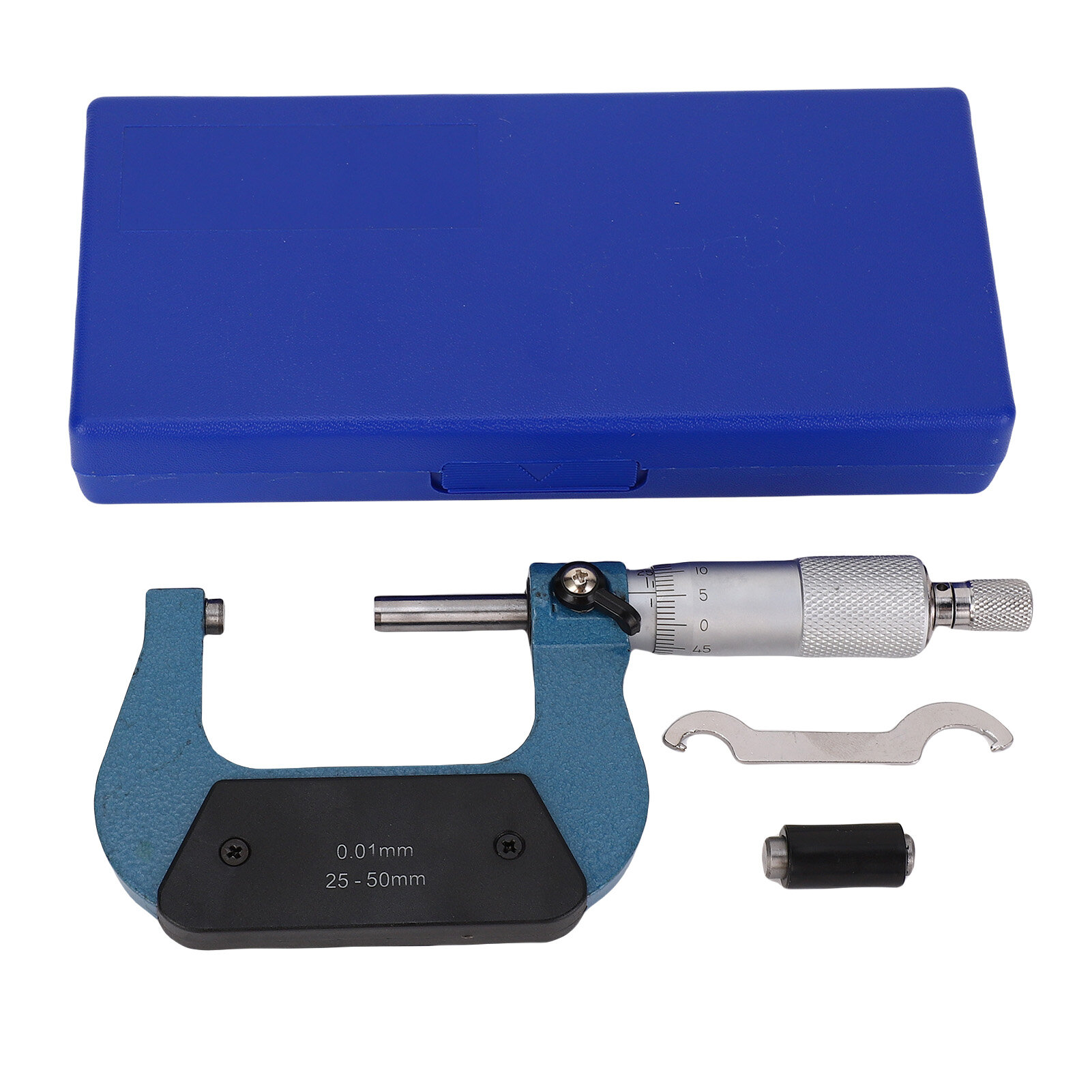 Наружный микрометр метрический 25-50 мм с делениями 0,01 мм, инструмент для слесаря, точный стандартный, в коробке.