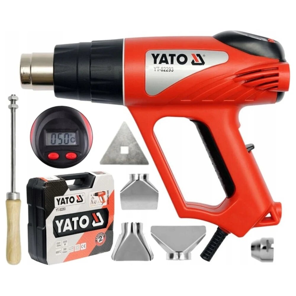 Фен технический YATO 600C YT-82293 пистольный с режимом холодной продувки и ступенчатой регулировкой