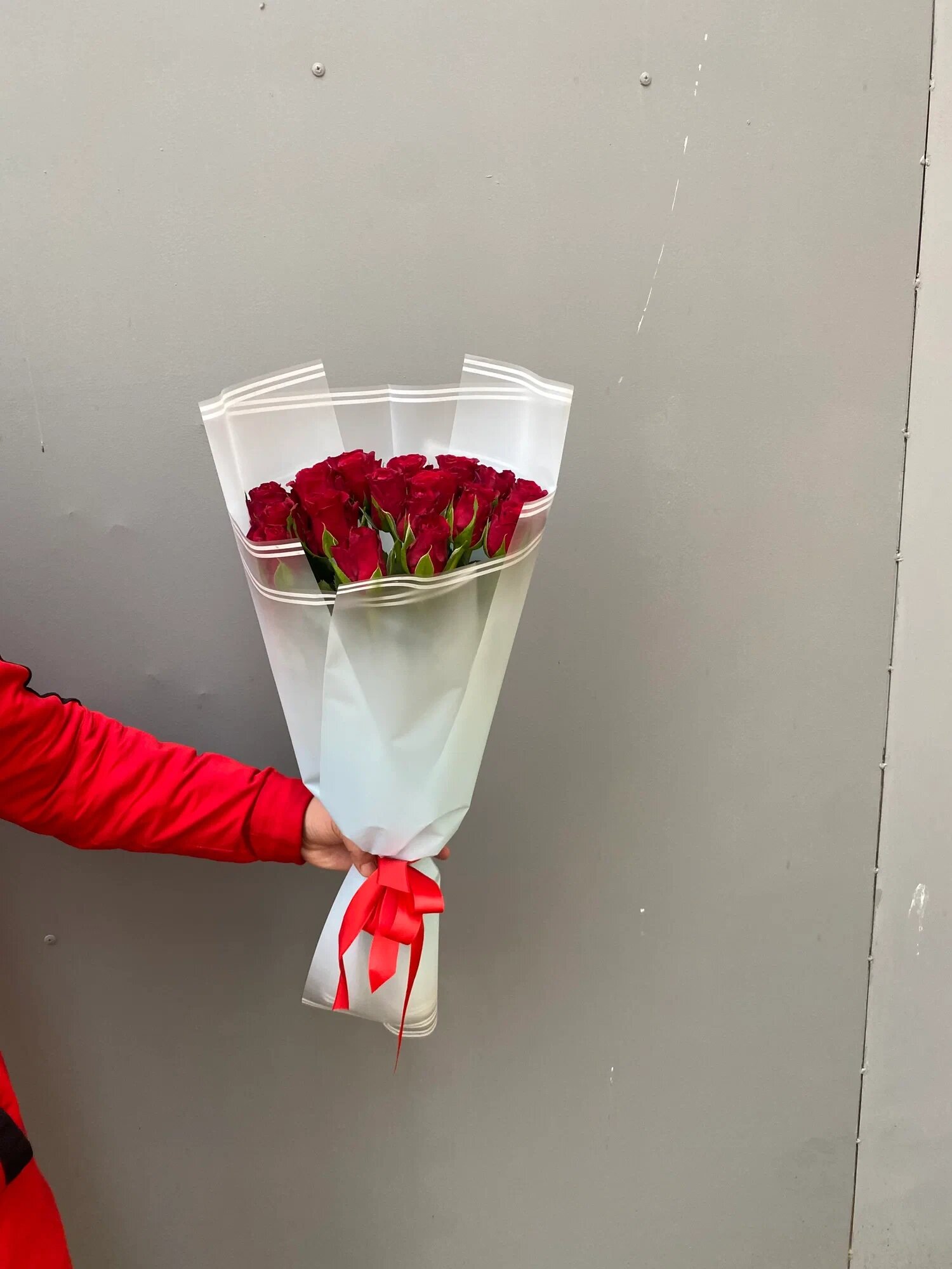 Монобукет ShokoFlowers "Роза красная", 19 роз, на стеблях, 1 упаковка