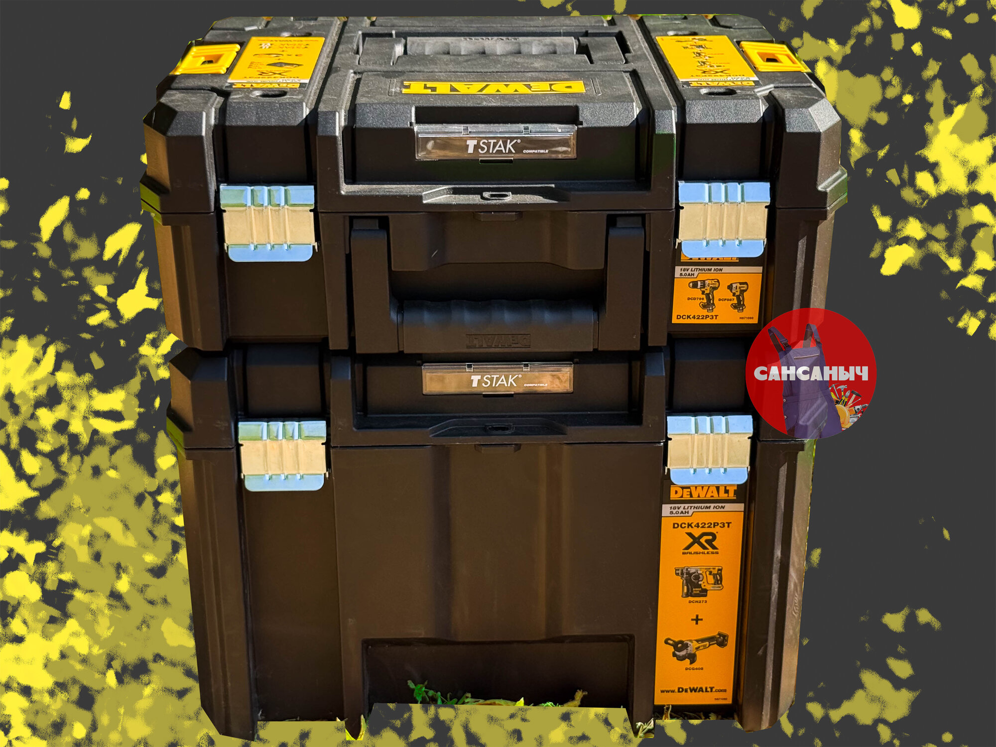 Аккумуляторный набор инструментов DEWALT DCK422P3, 18В, в 2 кейсах