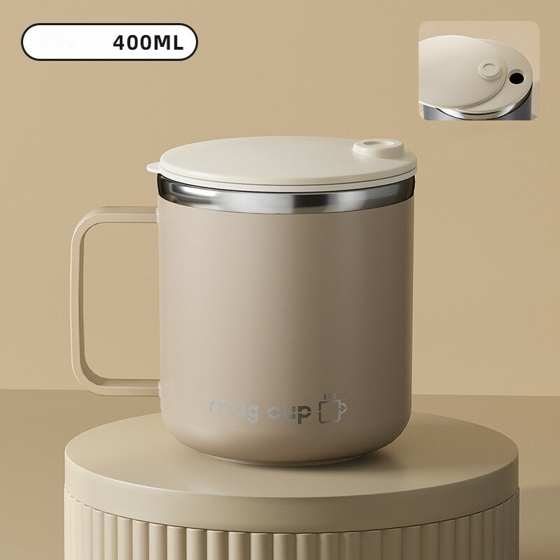 Термокружка, 304 нерж. сталь, 12 ч. сохранение тепла, 400мл, крышка-чашка