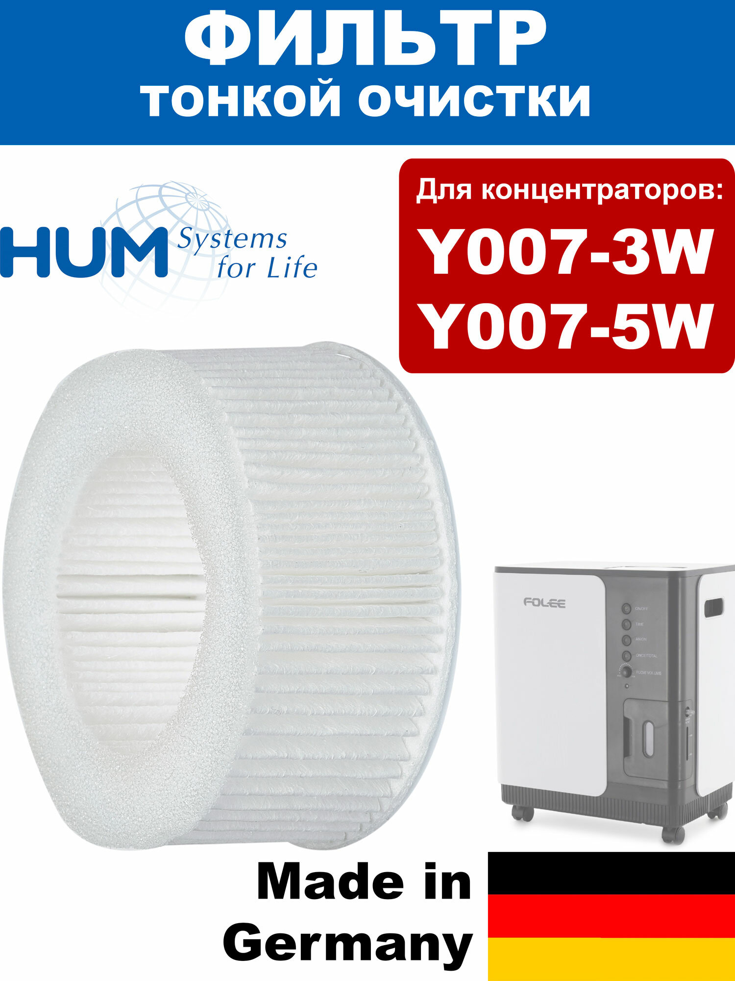 Фильтр воздушный HUM Aerovent Y007, для Folee, тонкой очистки, внутренний