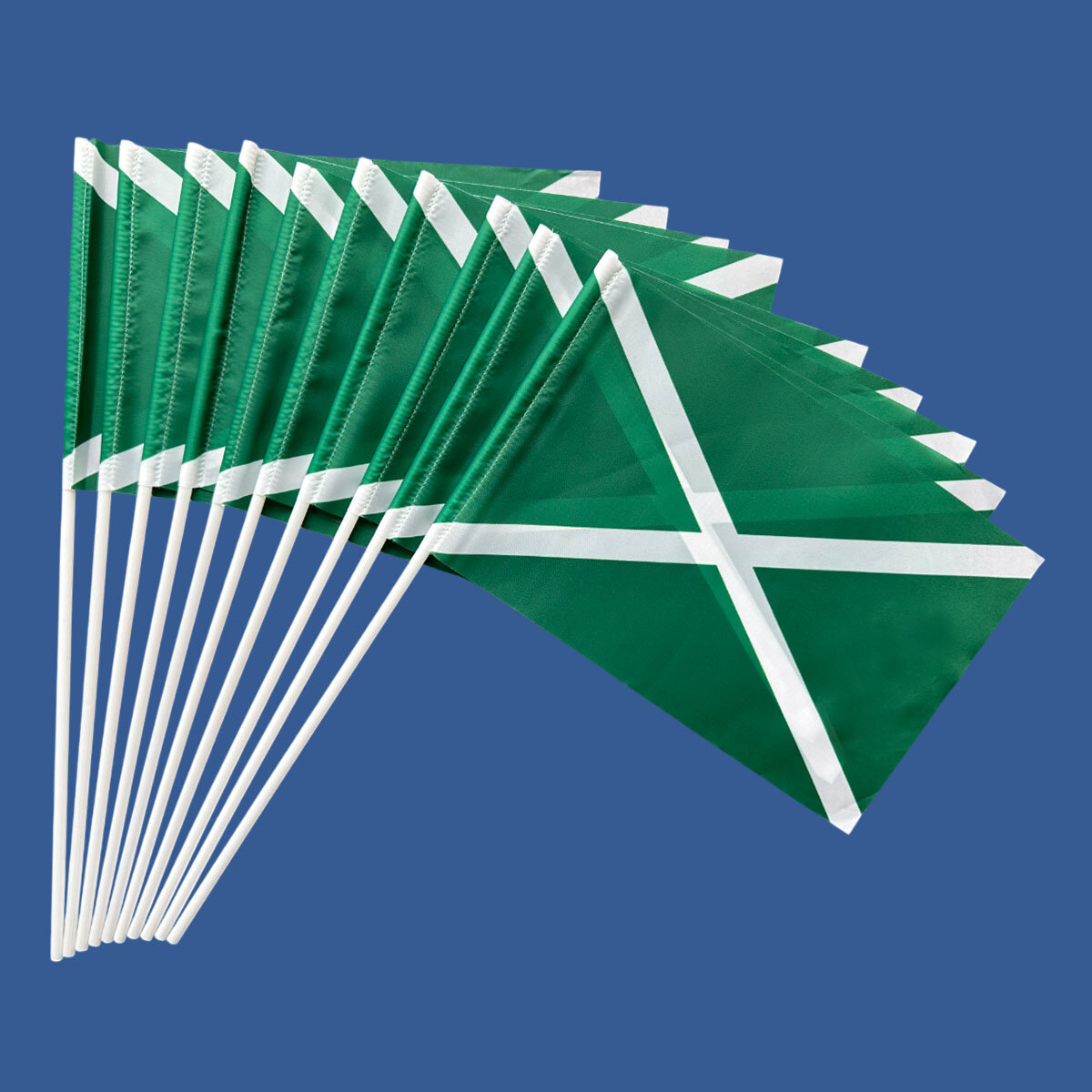 Комплект флажков Таможни "ФТС России" на палочке (5шт); размер 15х23 см; материал: полиэфирный шелк