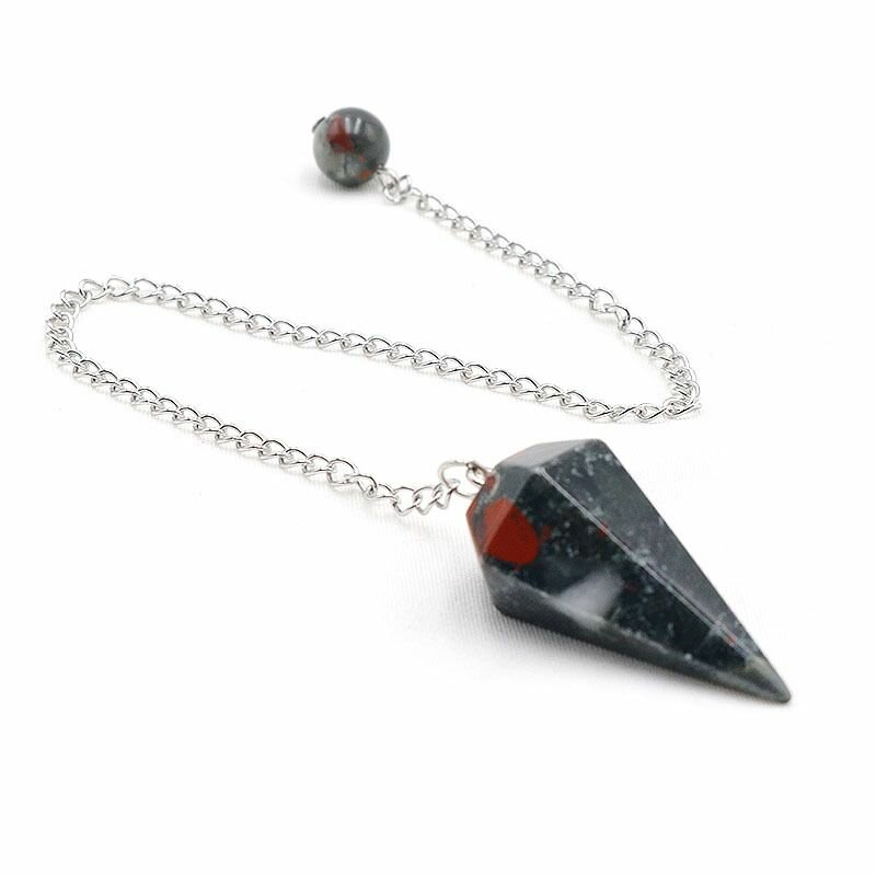 Маятник для биолокации из натурального камня "Конус" SILVARIE "Африканский кровяной камень Природный кристалл Маятник для