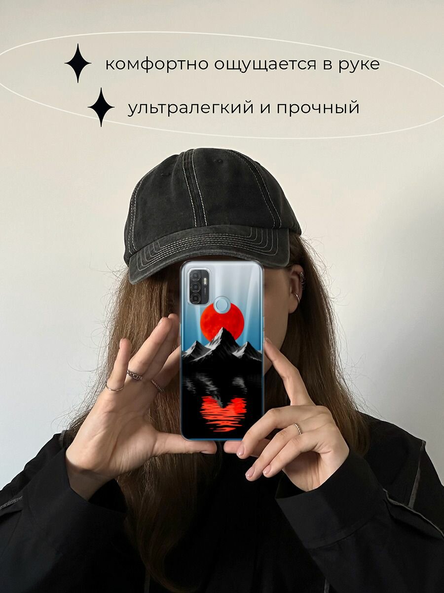 Чехол на Oppo A53 / Оппо А53 с принтом Черная гора, прозрачный — фото 1