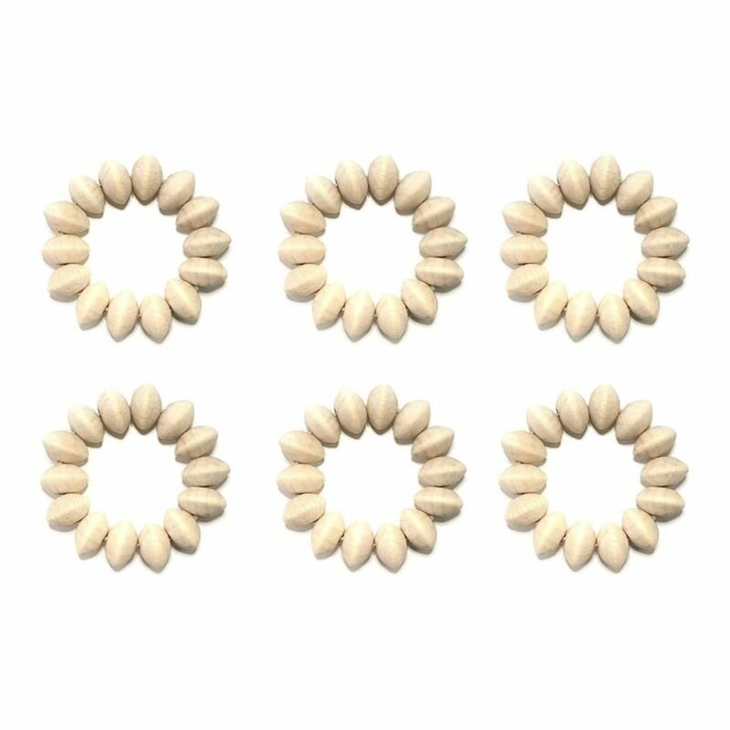 Кольцо для салфеток из деревянных бусин-набор 6 частей