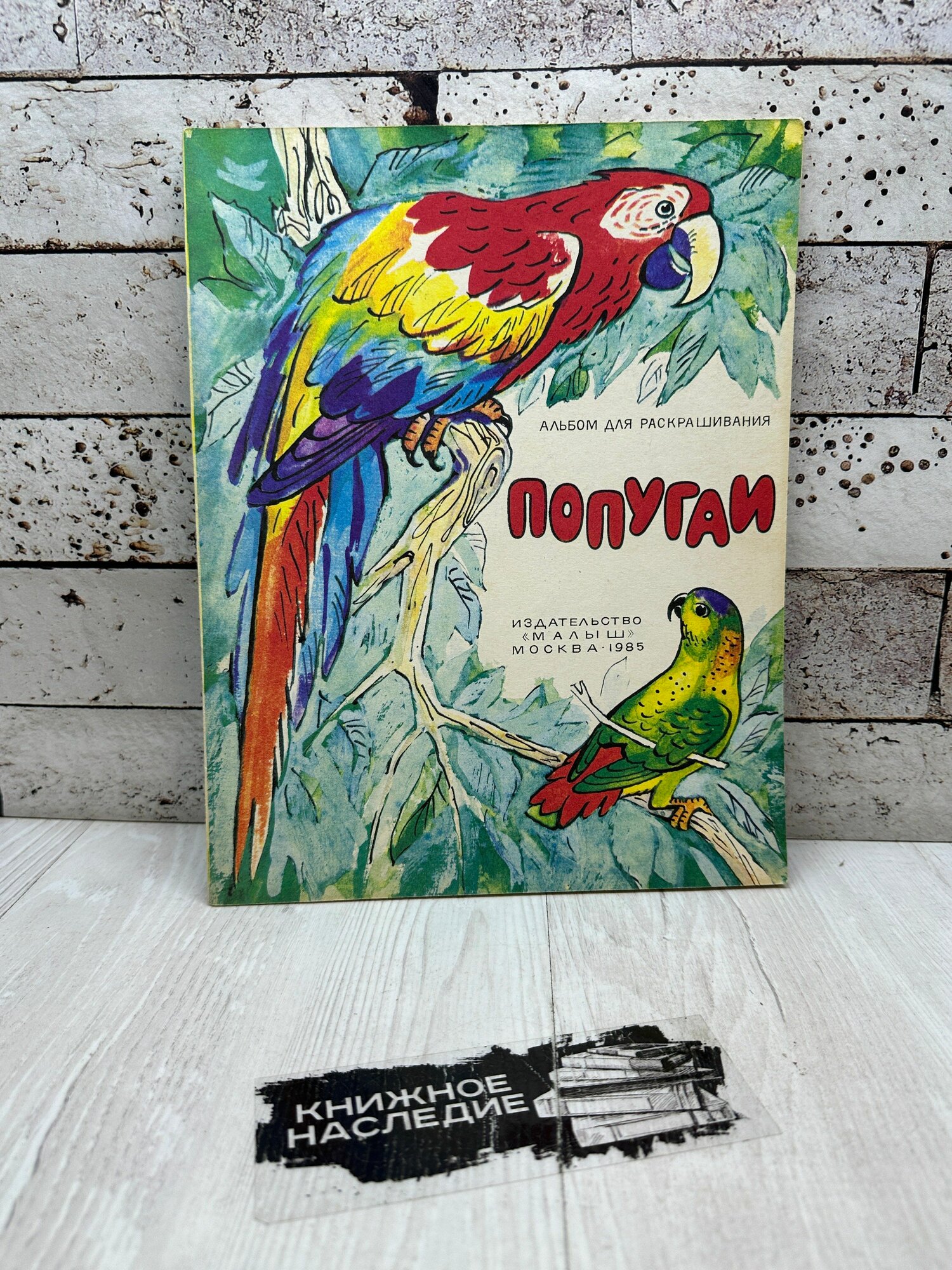 Детская книга СССР Попугаи. Альбом для раскрашивания Малыш 1985 г.