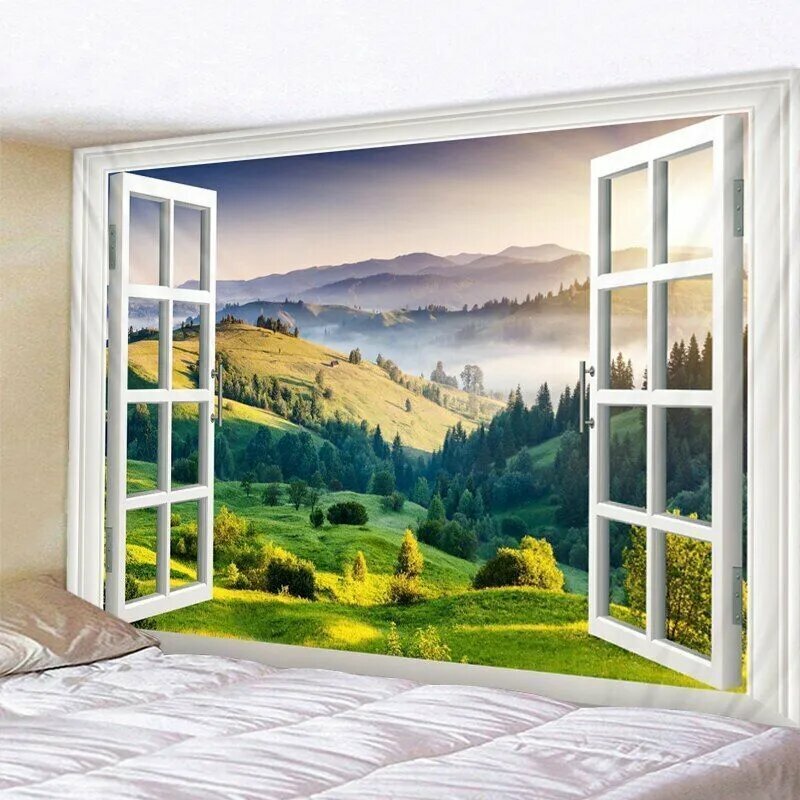 BeLOC Гобелен "красивый пейзаж из окна в лесу", 200 х 150 см