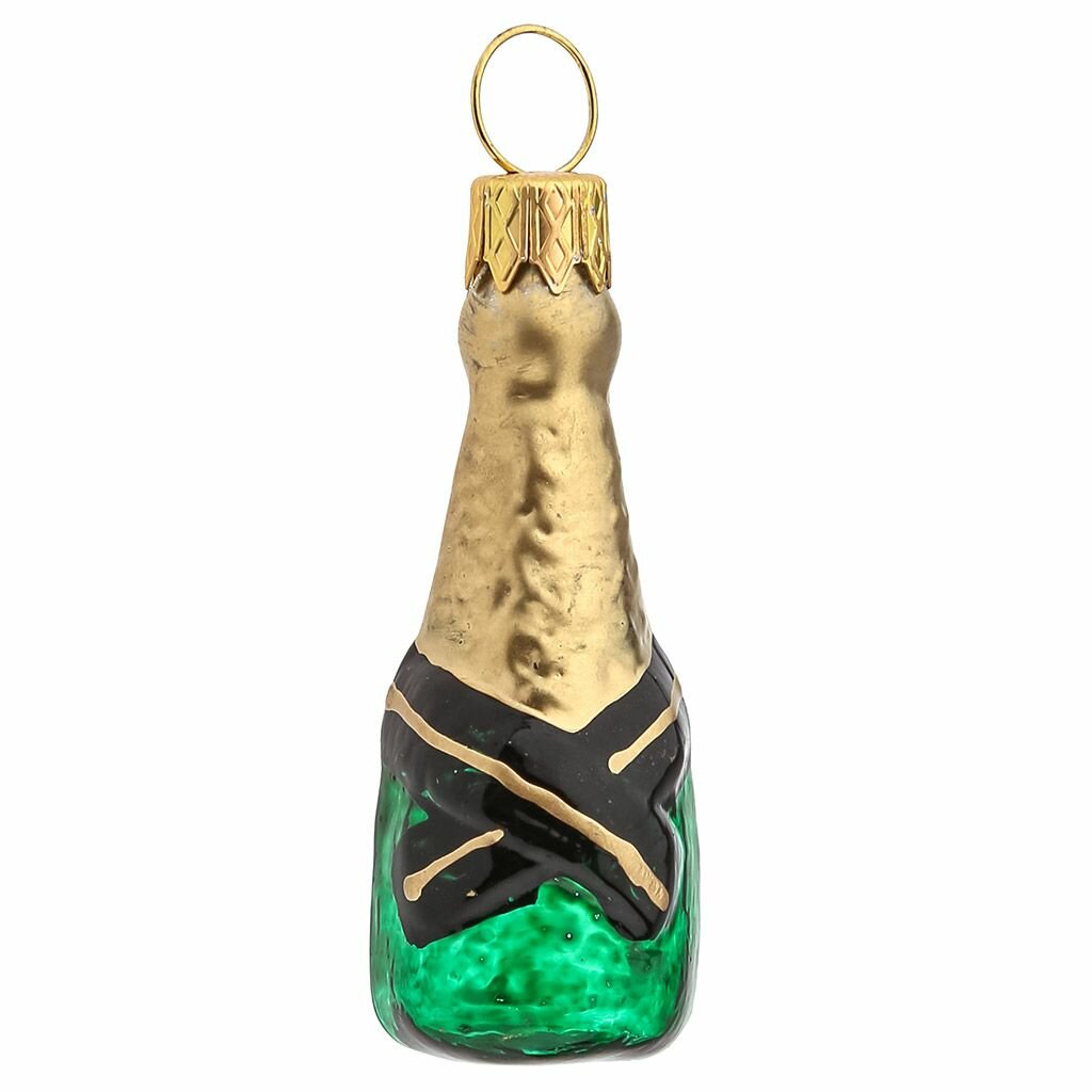 Елочная игрушка фигурка стеклянная "Шампанское мини" h6см