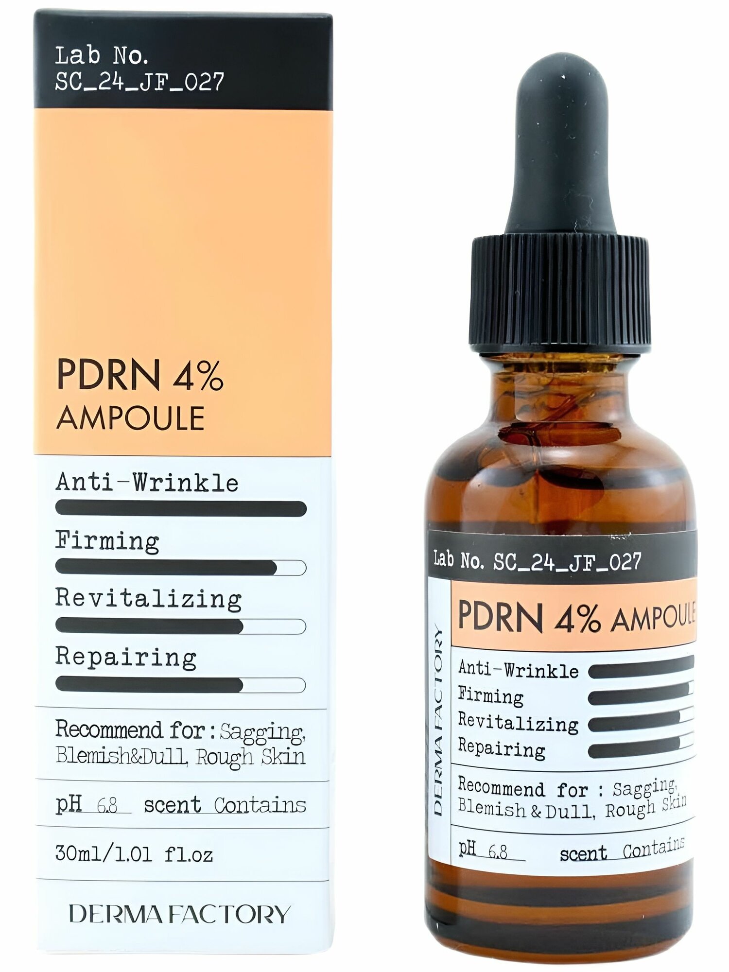 DERMA FACTORY Сыворотка для лица антивозрастная с комплексом полинуклеотидов 4% PDRN 4% AMPOULE 30 мл