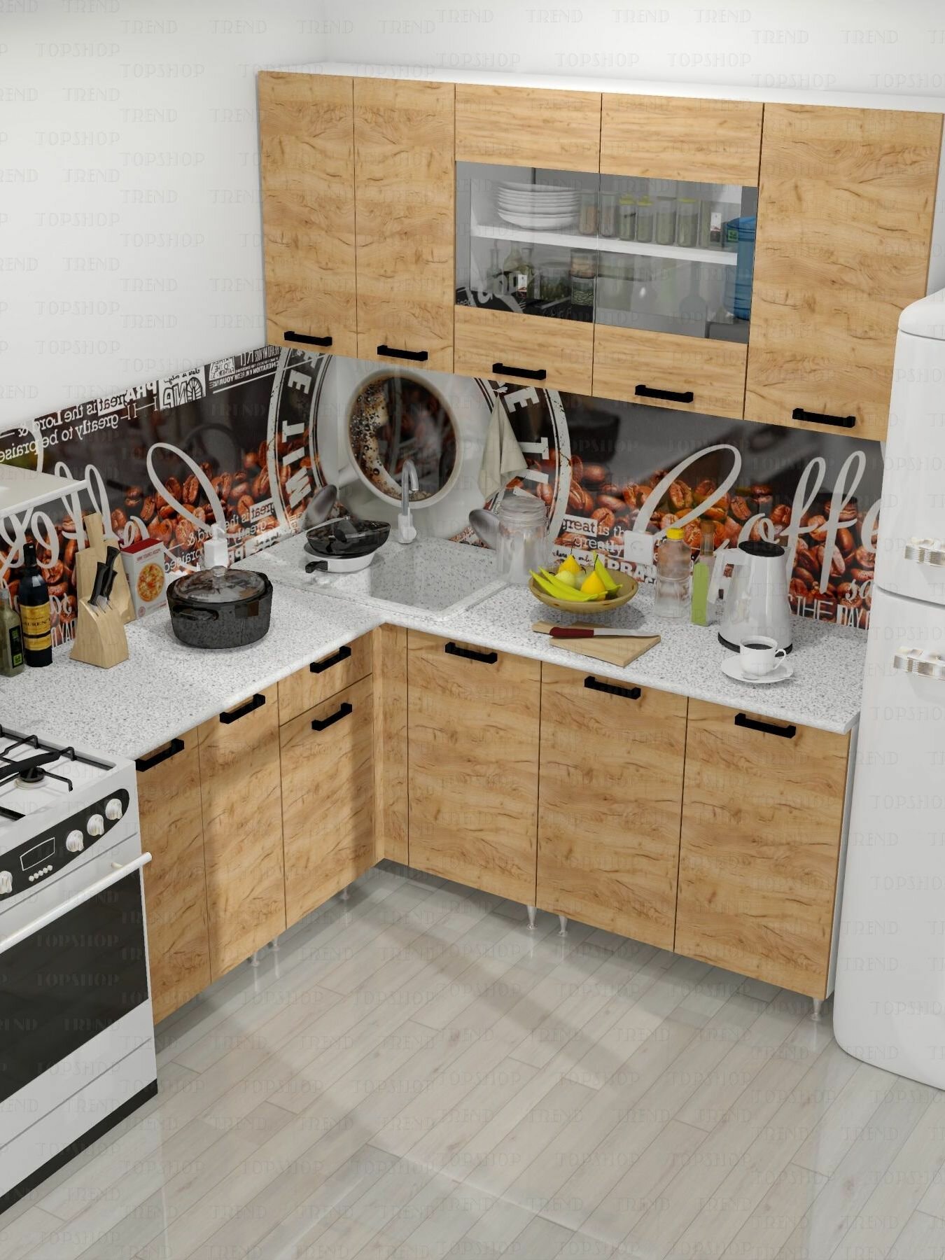 Угловой кухонный гарнитур 1.6х1.8 м, Крафт /Антарес