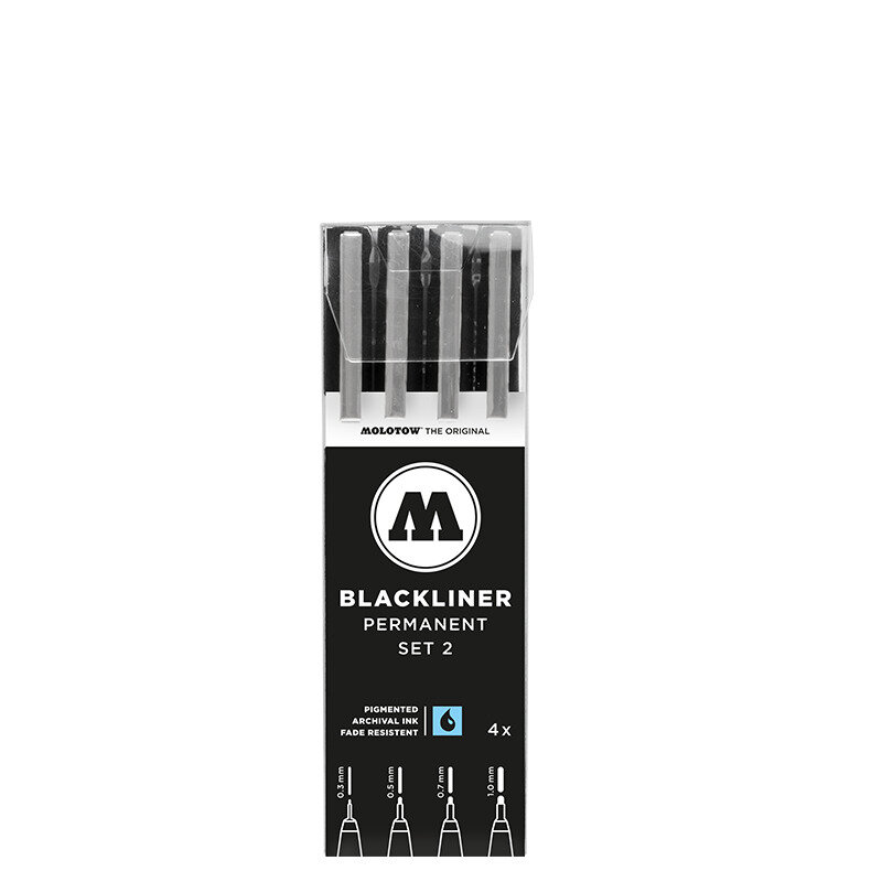 Набор линеров Molotow Blackliner set 2 4шт. 200487