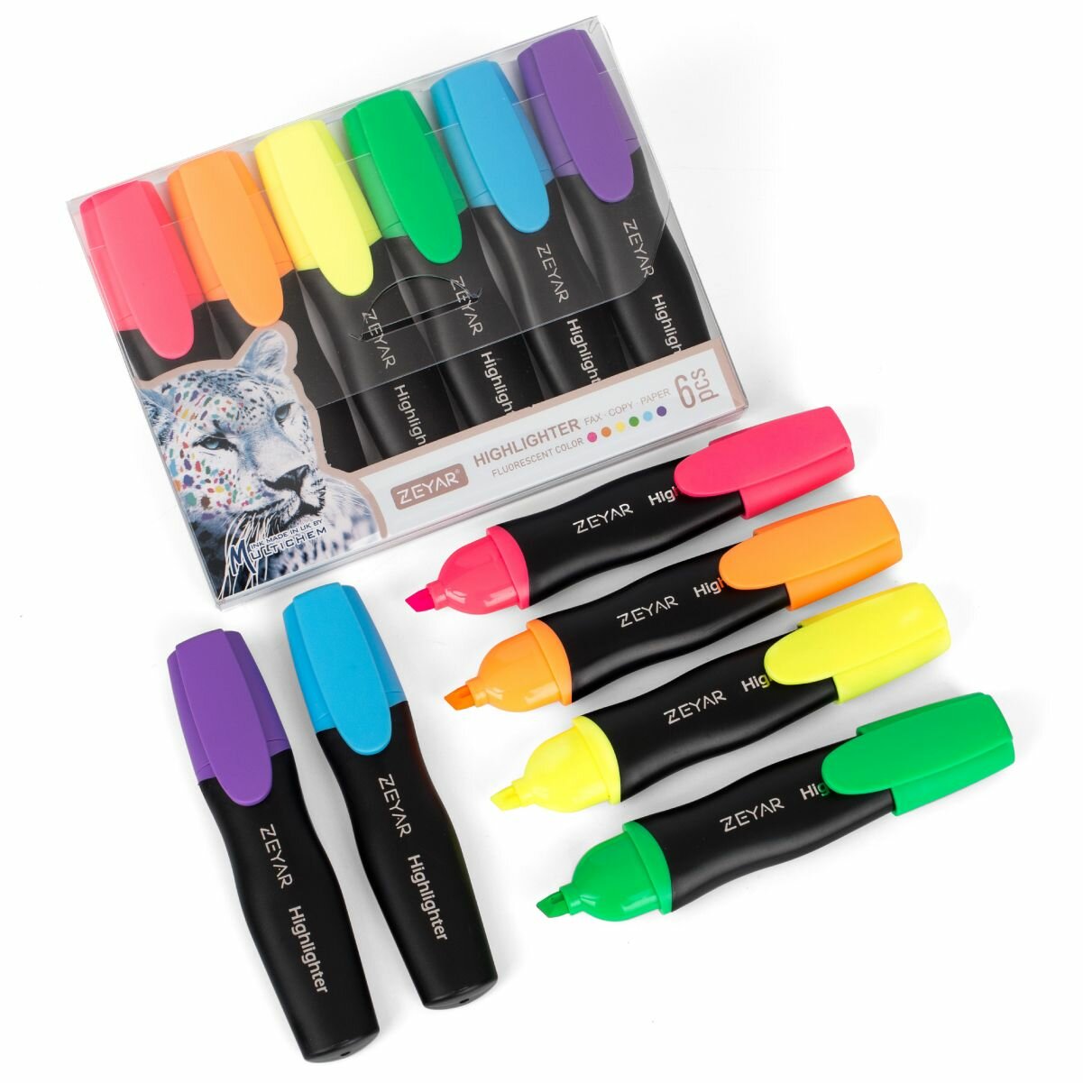 Набор текстовыделителей в черном корпусе Zeyar 6 шт