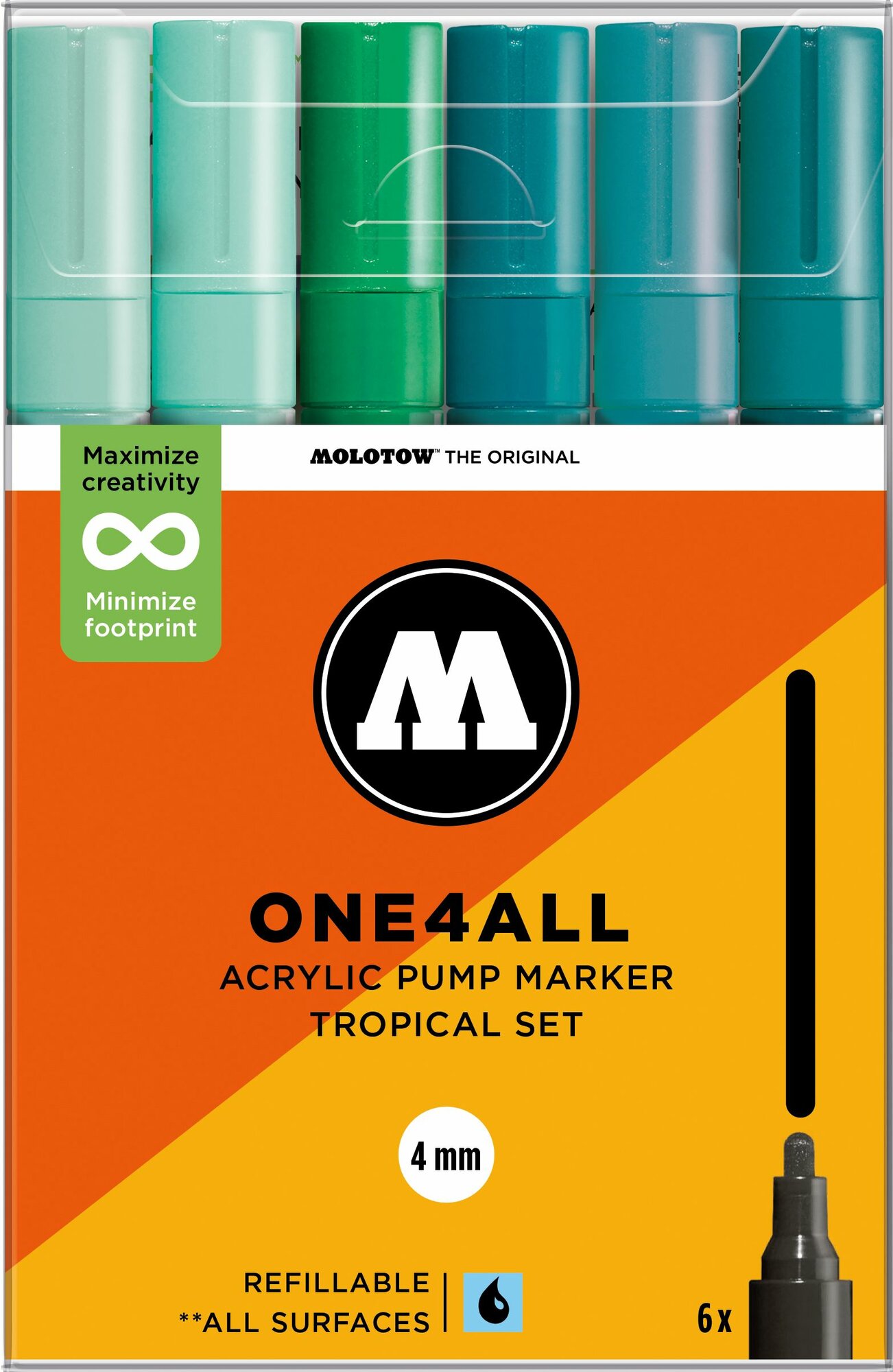 Набор акриловых маркеров Molotow One4all 227HS Tropical Set 6 штук 4 мм 200835