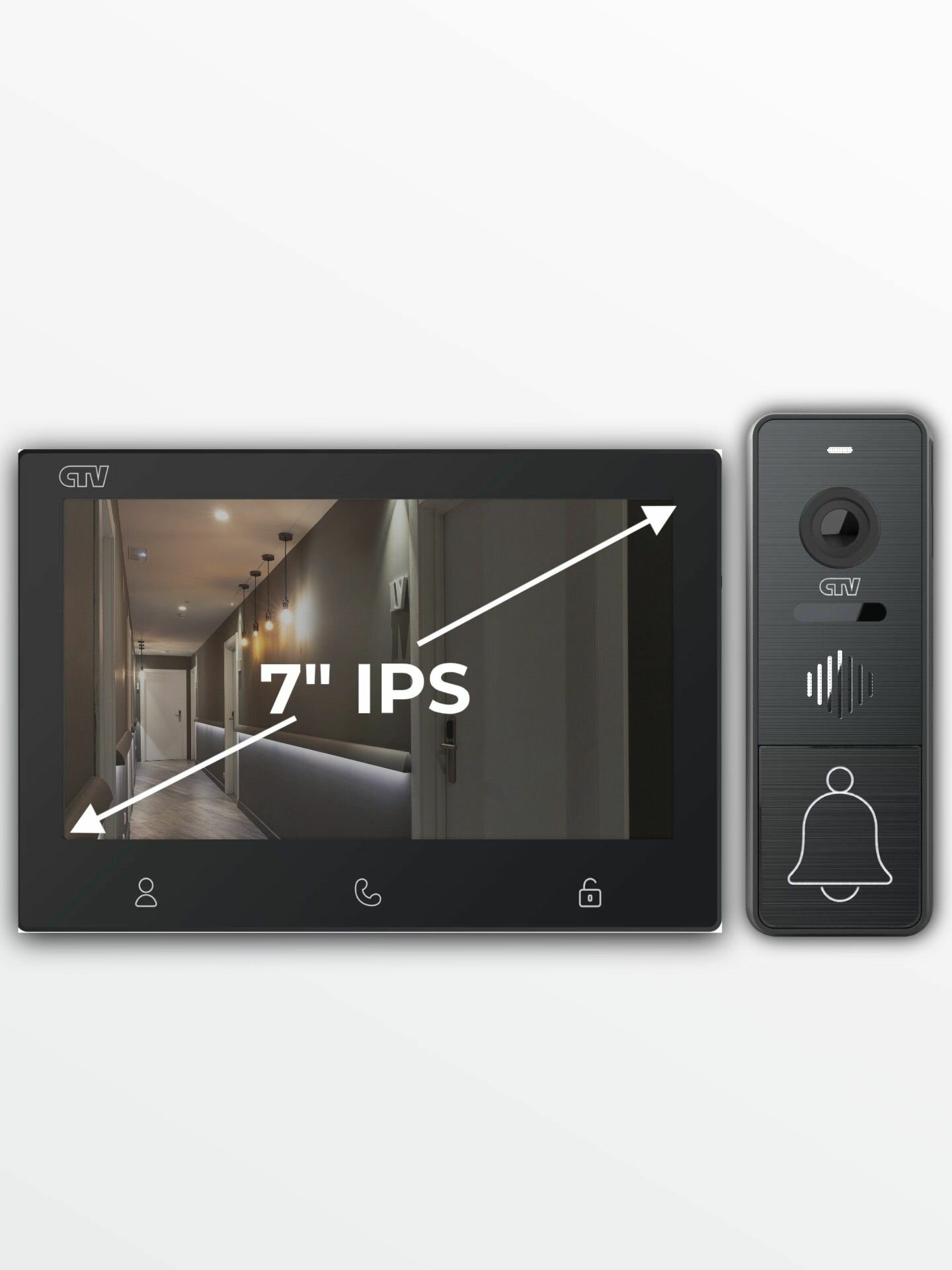 Комплект видеодомофон для квартиры: аналоговый монитор 7" CTV-M3712 Astra + вызывная панель CTV-D4005, для дома или офиса, удаленное открытие замка, подключение к подъездному домофону