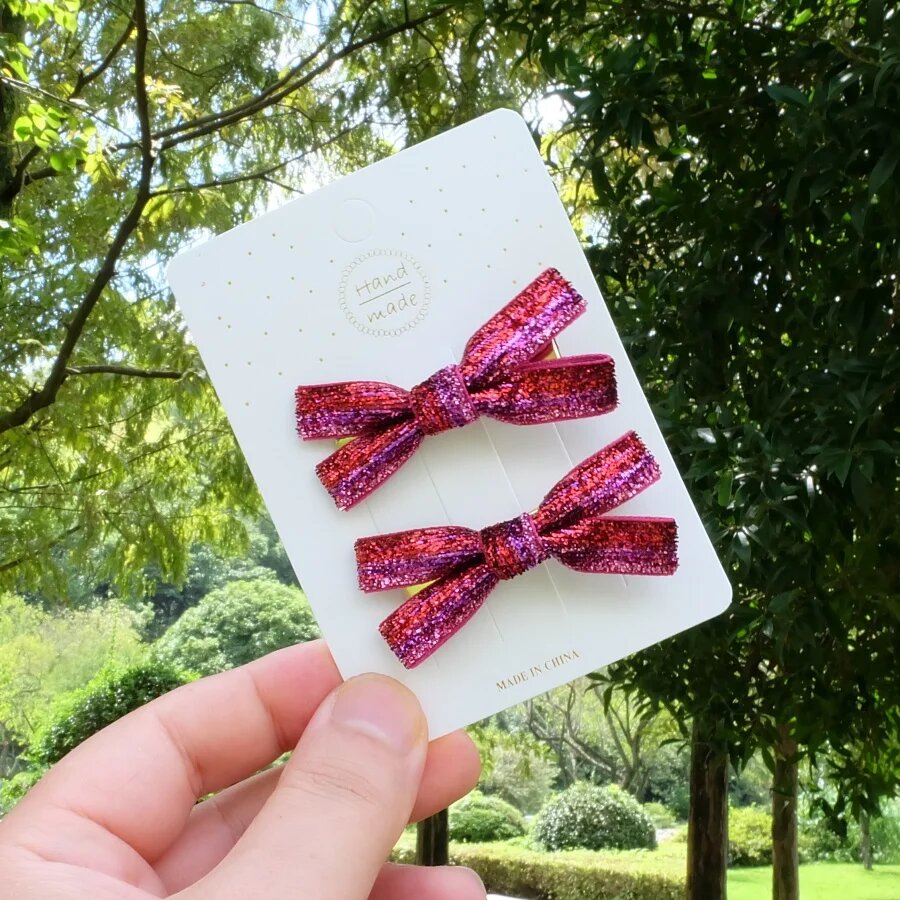 WAZEALIFE золотые заколки для волос с бантом 2 шт. Бордовый, 4