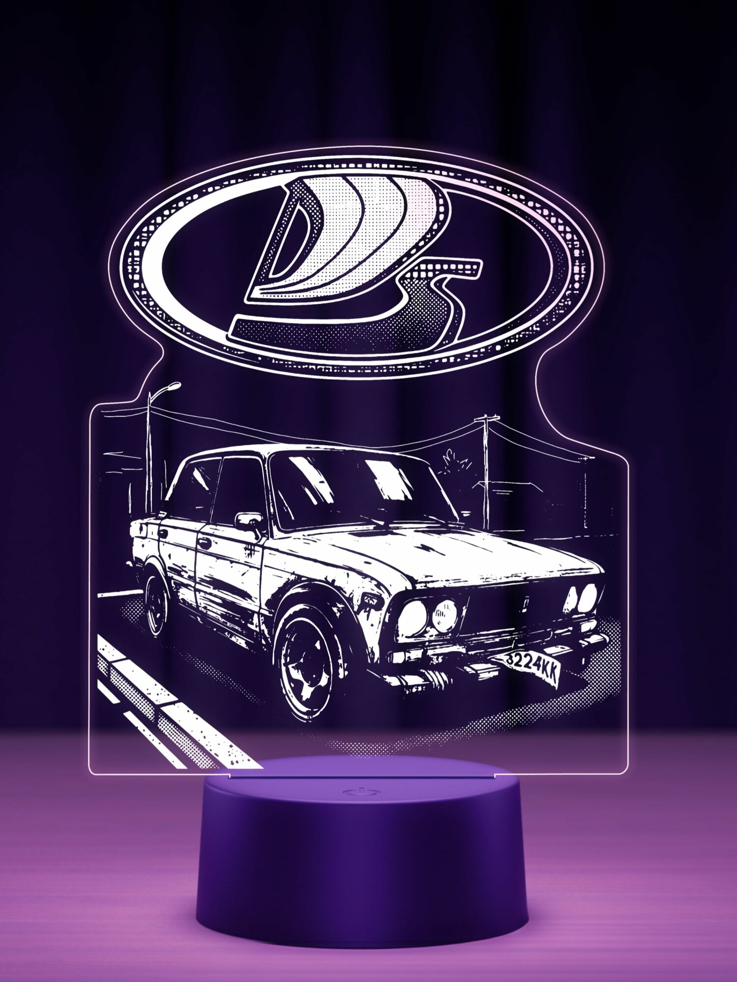 Ночник Автомобиль Лада ВАЗ 2106 - Lada VAZ 2106. Подарок автолюбителю — декор в гараж или кабинет в духе автокультуры: любимые машины, тюнинг, автоспорт и эстетика дрифта.