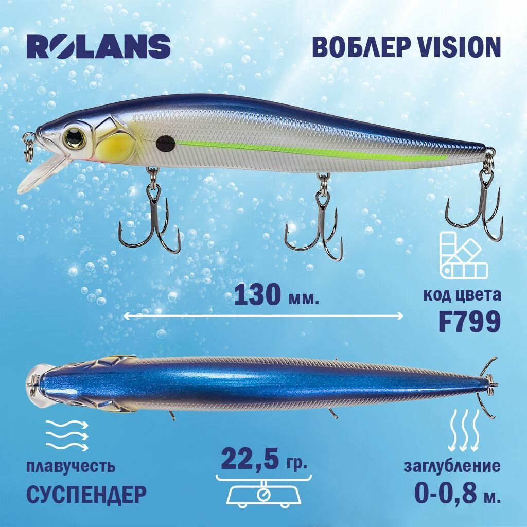 Воблер Rolans Vision 130 SP (Длина (мм) 130; Вес (гр.) 22,5 / F799)