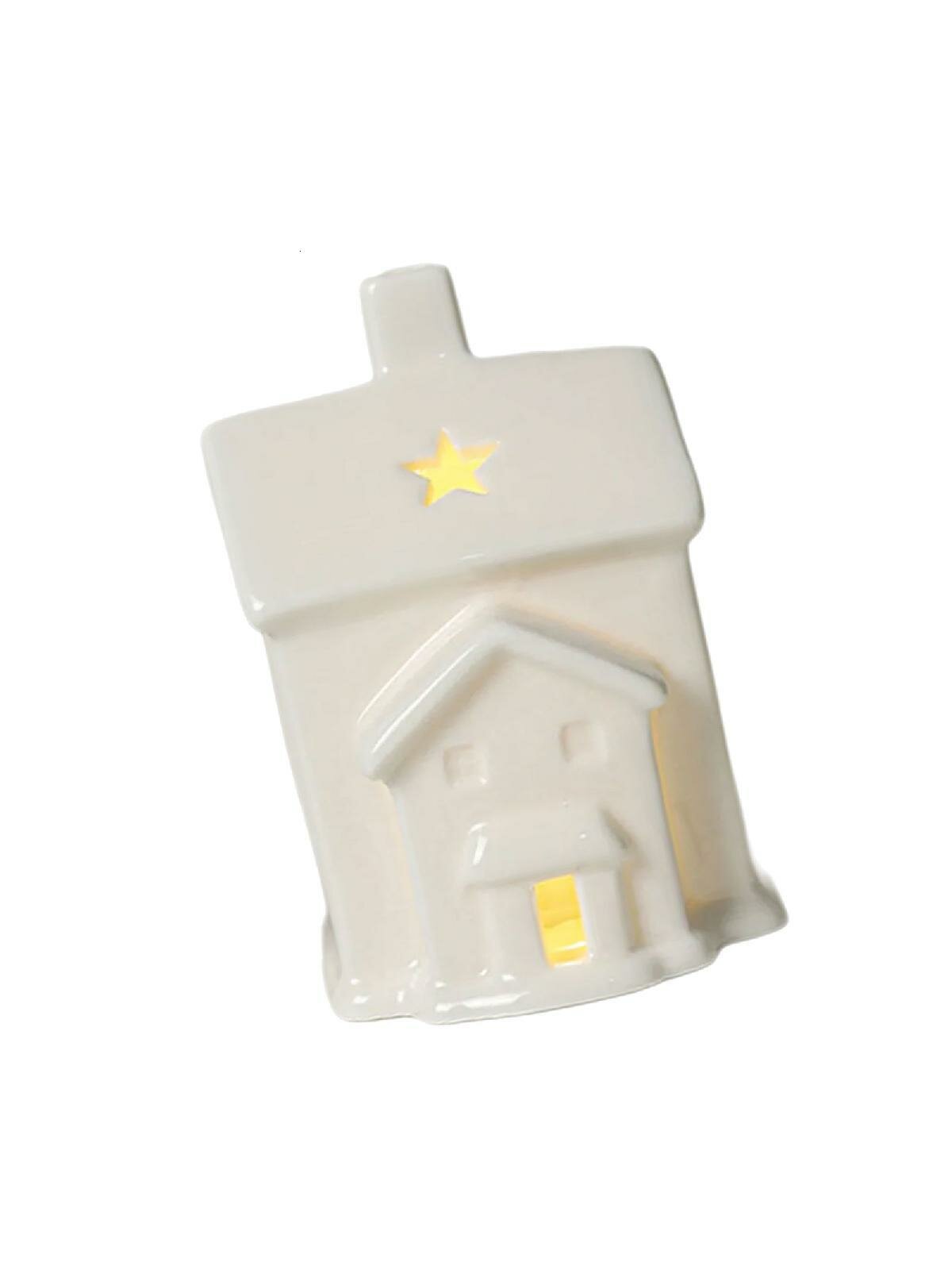 Миниатюрная Рождественская деревушка из фаянса, украшенная мягким светодиодным освещением, Праздничная изюминка для зимнего показа