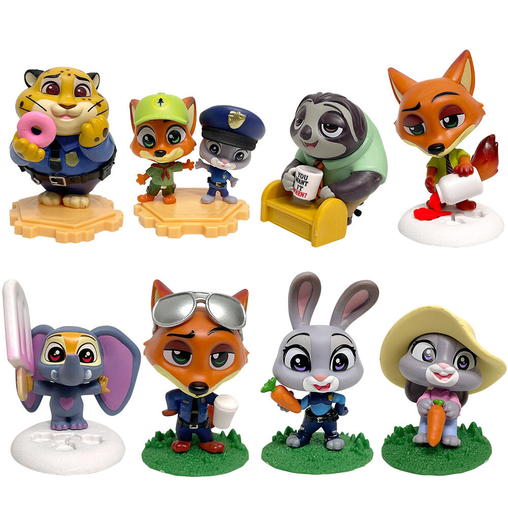 Фигурки Джуди Хоппс и Ника Уайлда из мультфильма «Зверополис», модные игрушки, коробки-сюрпризы, фигурки, украшения, декор для тортов.