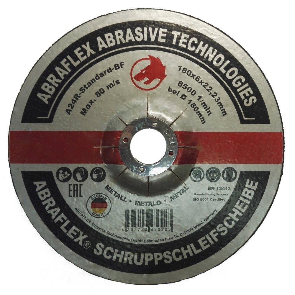 Круг шлифовальный Abraflex 180х6х22,23 A-24 Standard BF (металл) (10шт.)