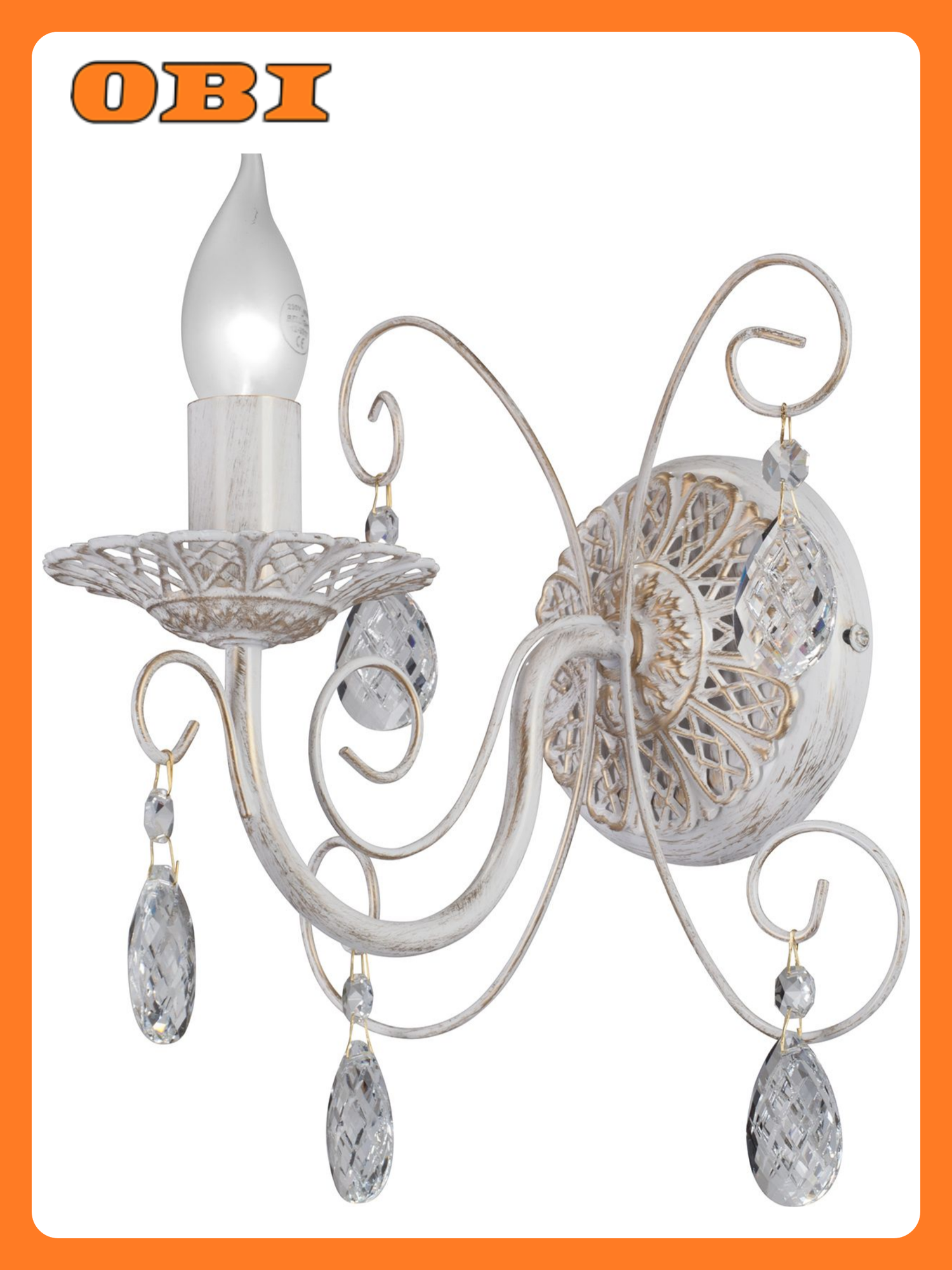 Бра Vitaluce V1180/1A, E14, 40Вт, белый, IP20, классический стиль