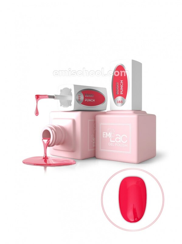 Гель-лак EMI для ногтей, E.MiLac GR Ягодный пунш №188, 9 мл.
