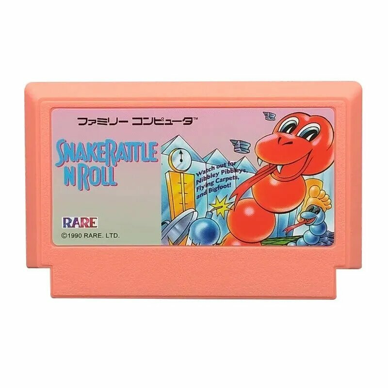 Snake Rattle n Roll - Игра 8-битный картридж Famicom - игровой картридж NES (8 bit, Английская версия)