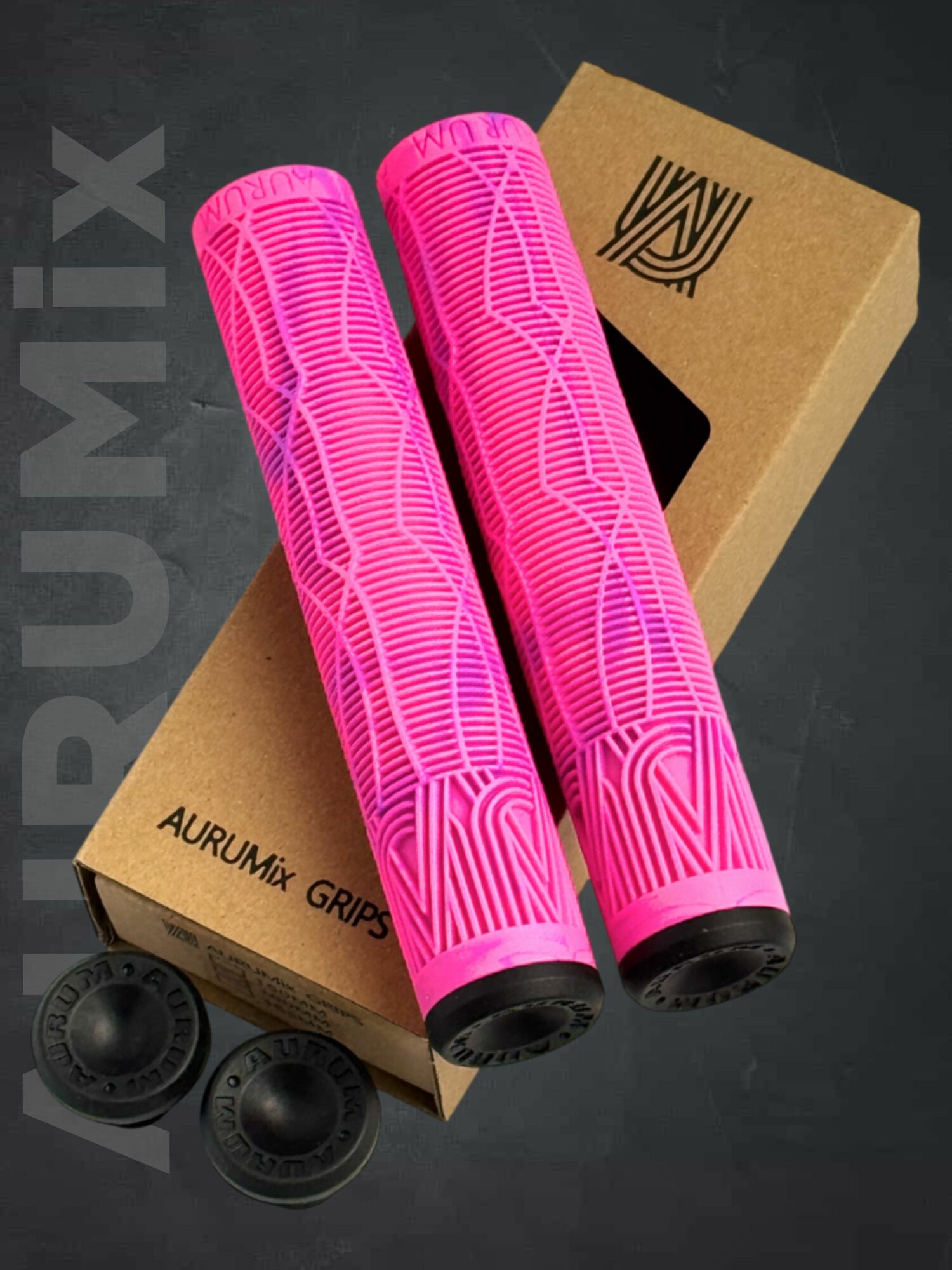 Грипсы для трюкового самоката велосипеда bmx AURUMix Classic 165 мм Розовый/фиолетовый