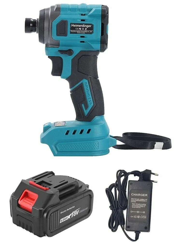 Беспроводной ударный шуруповерт Heimerdinger 18В, максимум 220N. m, 1х4 Ач Li-Ion