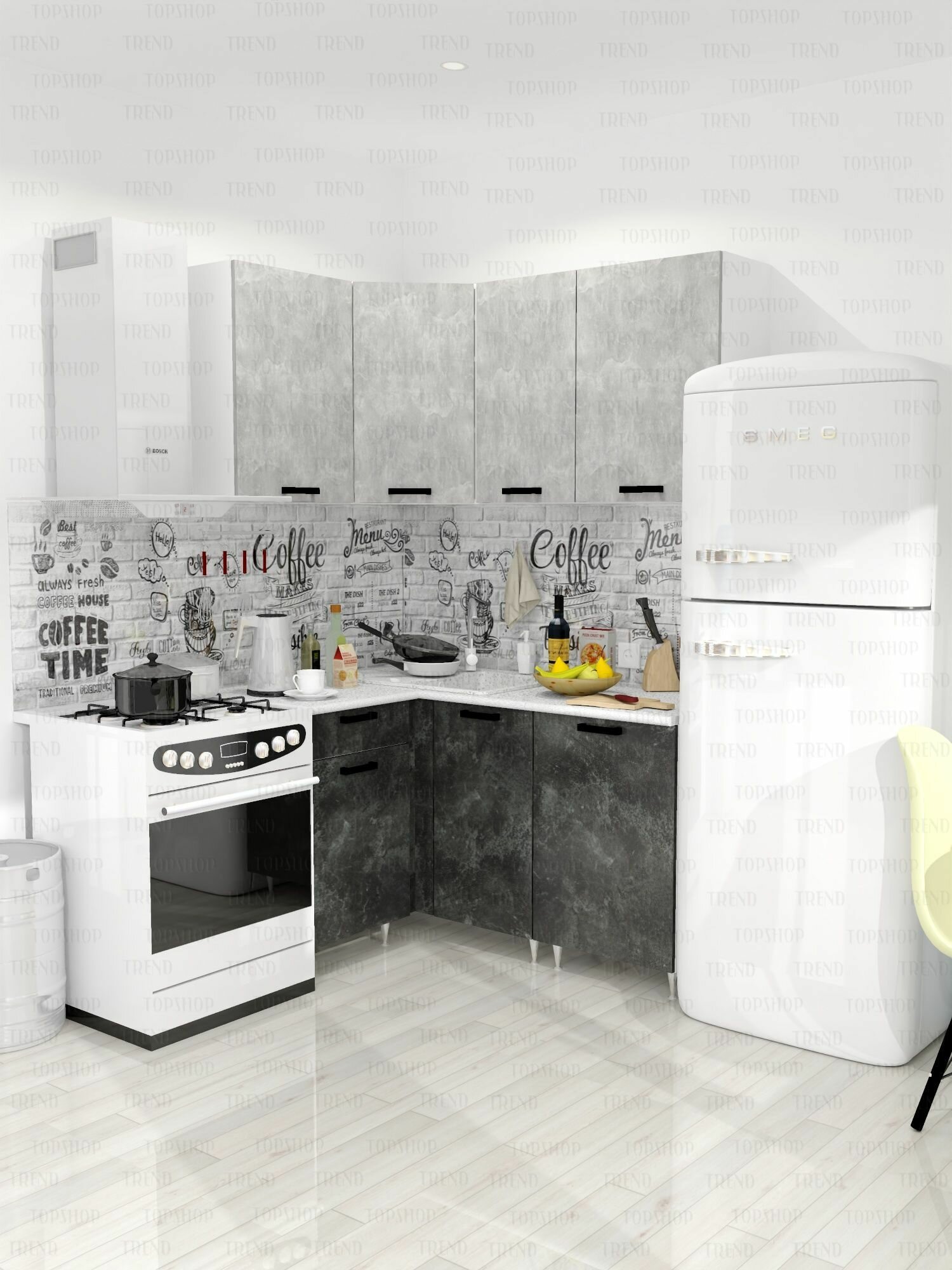 Кухонный гарнитур 110х150 см, Бетон /Антарес