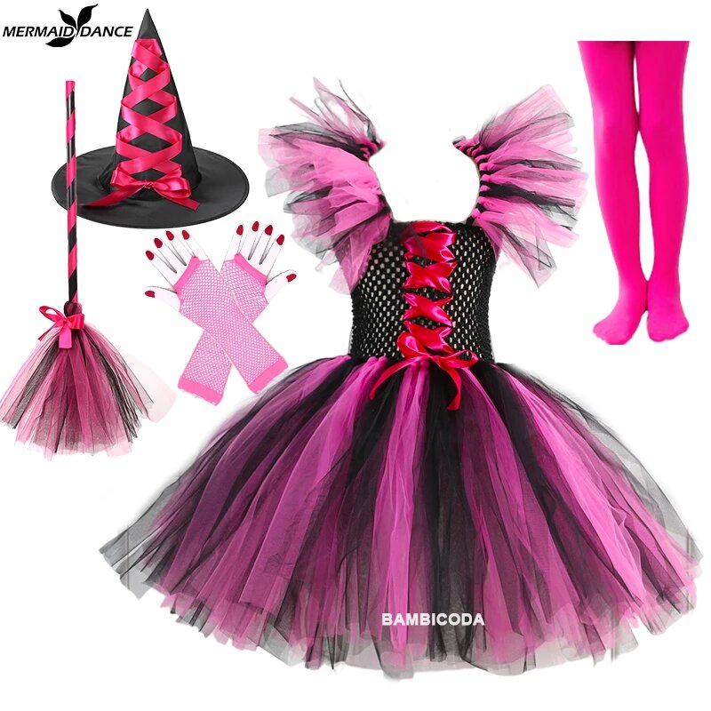 Косплей костюм ведьмы для девочки BAMBICODA Розовый, M(4-5Y), b7
