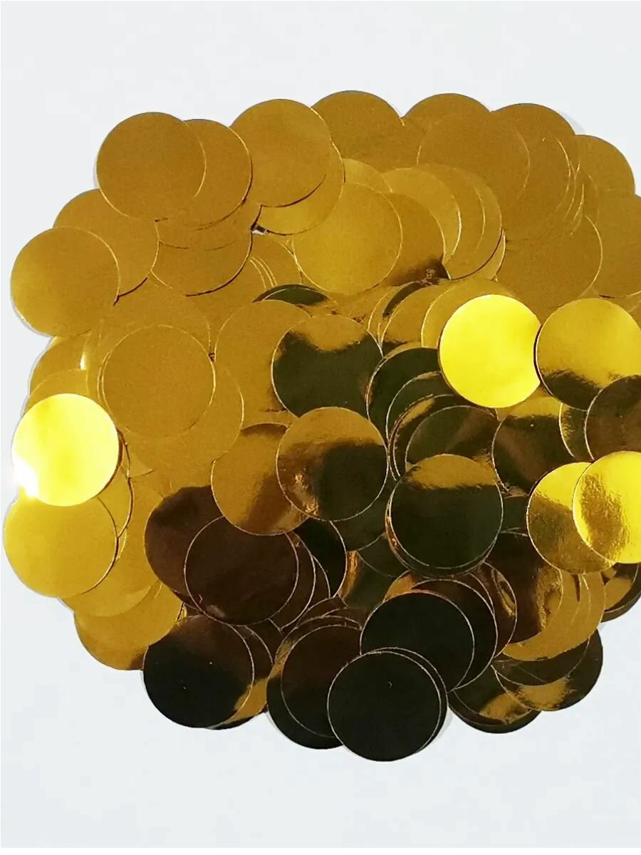 Конфетти золотые круги фольга 1,5 см 10 гр