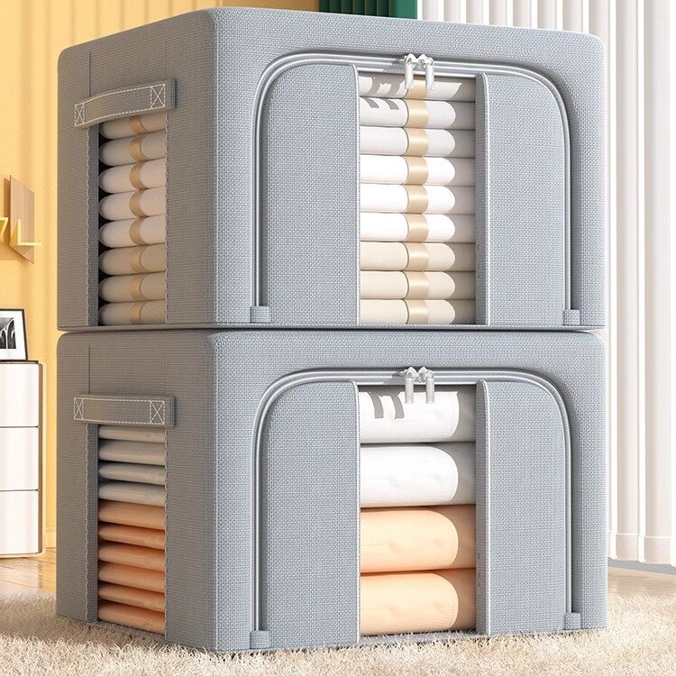 Прозрачная коробка для хранения одежды и одеял, бытовая коробка из ткани Оксфорд, сумка для хранения, коробка для хранения отделки ткани, большая коробка для хранения