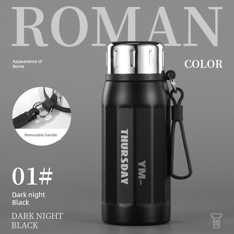 Большая термокружка из нержавеющей стали 316 с ремешком для переноски, вакуумная фляга для бизнеса и спорта,