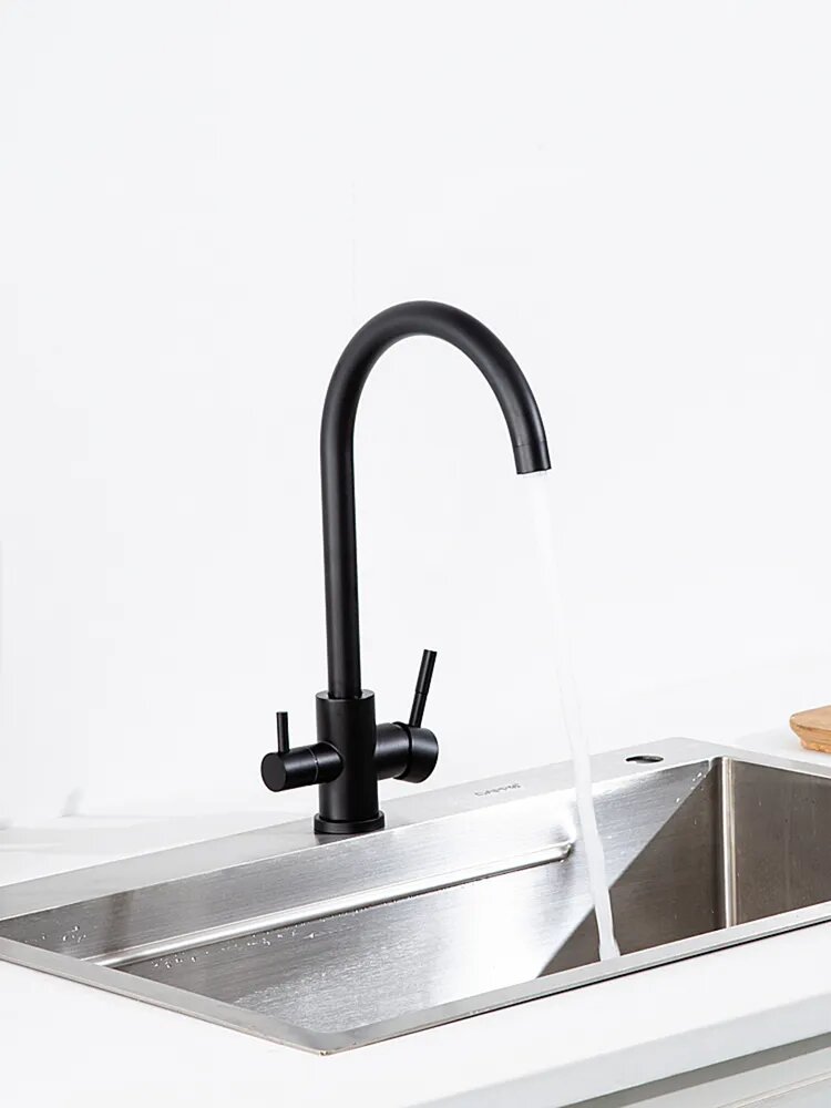 Смеситель для кухни FRAP F43899-46 Черный, d35, нержавеющая сталь, с выходом под фильтр