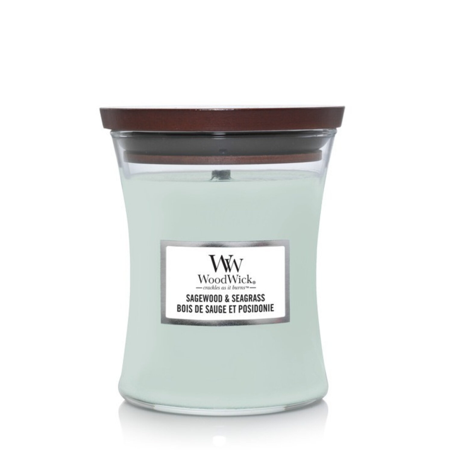 Ароматическая свеча WoodWick "Шалфей и морская трава/SAGEWOOD & SEAGRASS", средняя