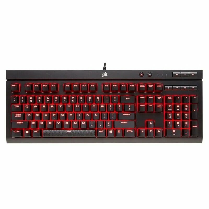 Corsair Игровая клавиатура проводная K68, (Cherry MX Red), Английская раскладка, черный матовый, серый